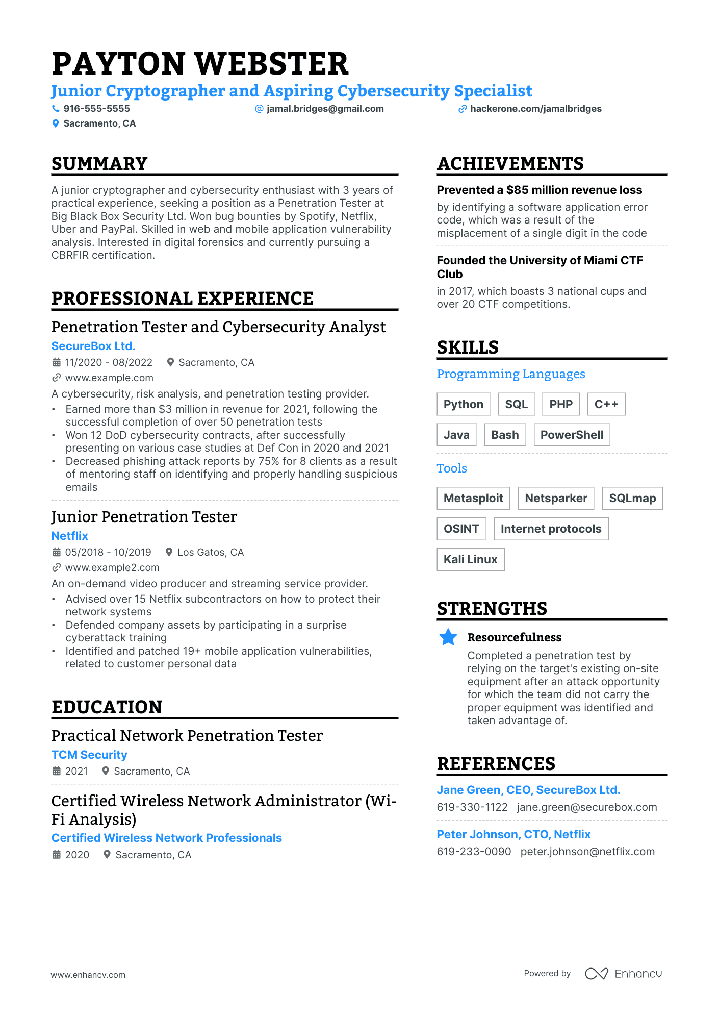 5 Penetration Tester Resume Examples & Guide for 2024