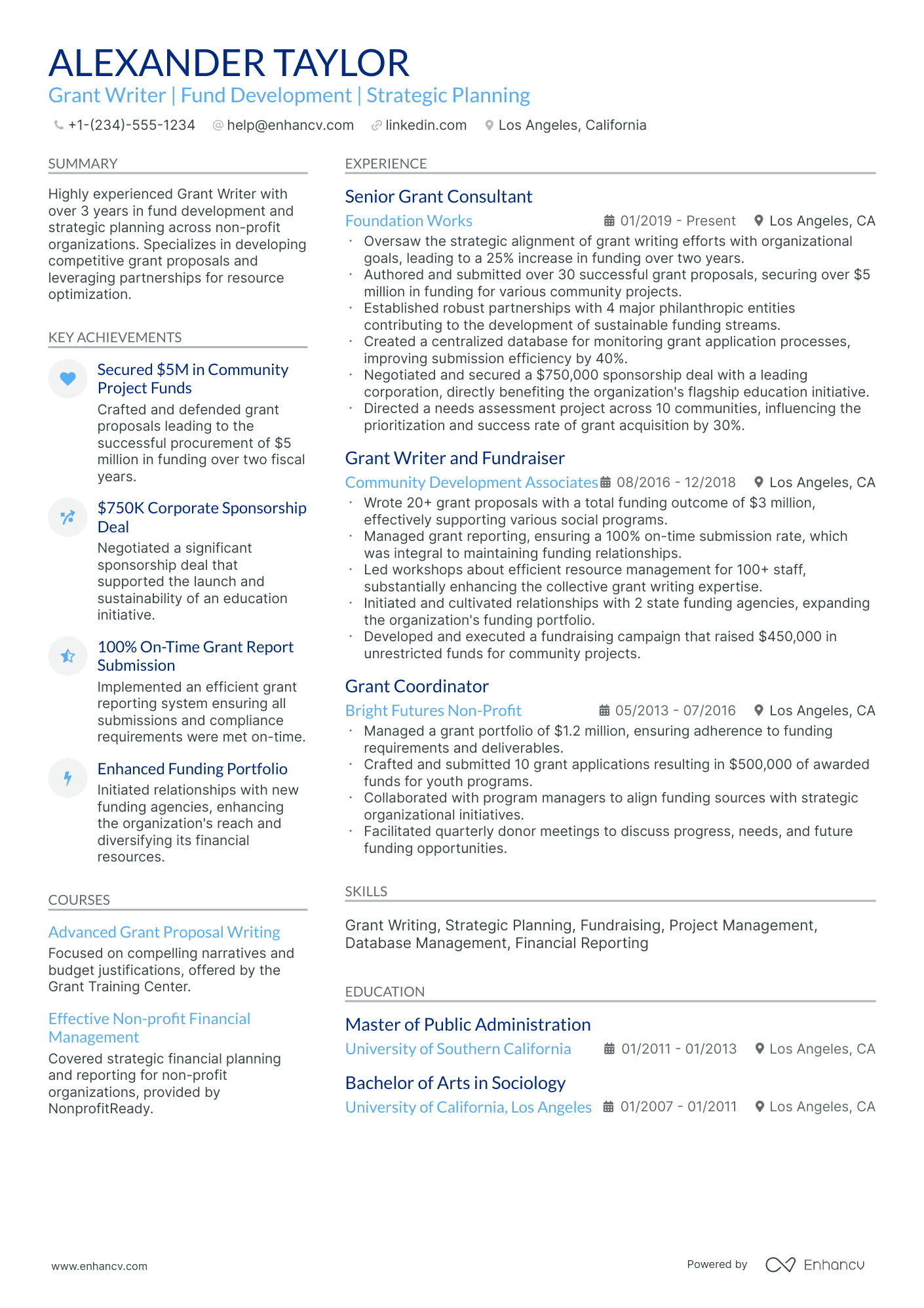 10 Grant Writer Resume Examples & Guide for 2025