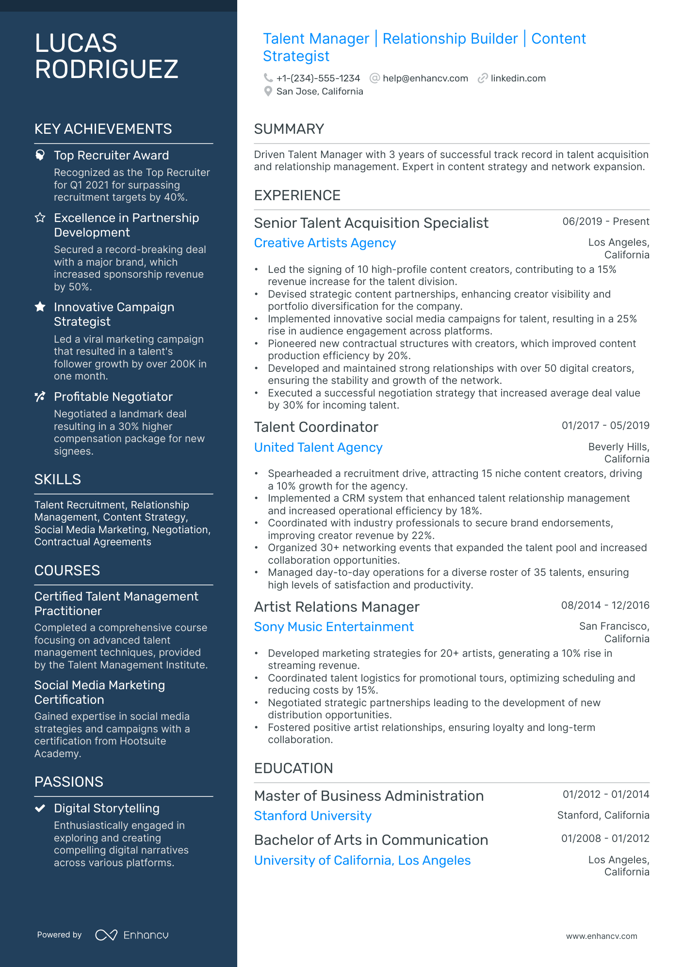10 Talent Manager Resume Examples & Guide for 2026