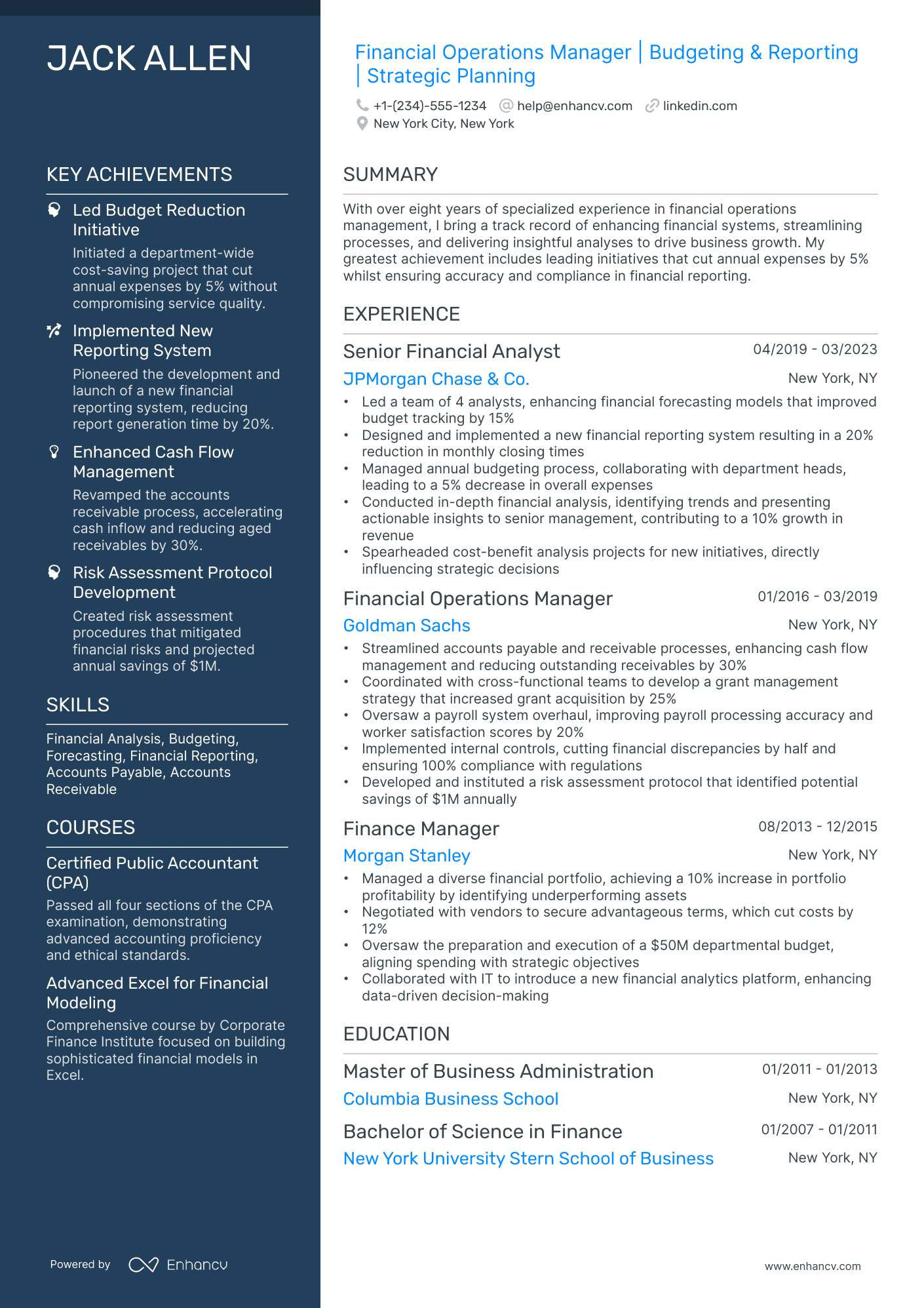 10 Financial Operations Manager Resume Examples & Guide for 2026
