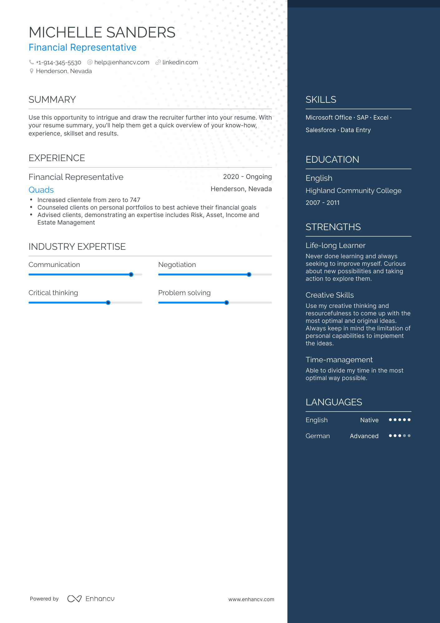 Financial Representative Resume Examples & Guide for 2023 (Layout ...