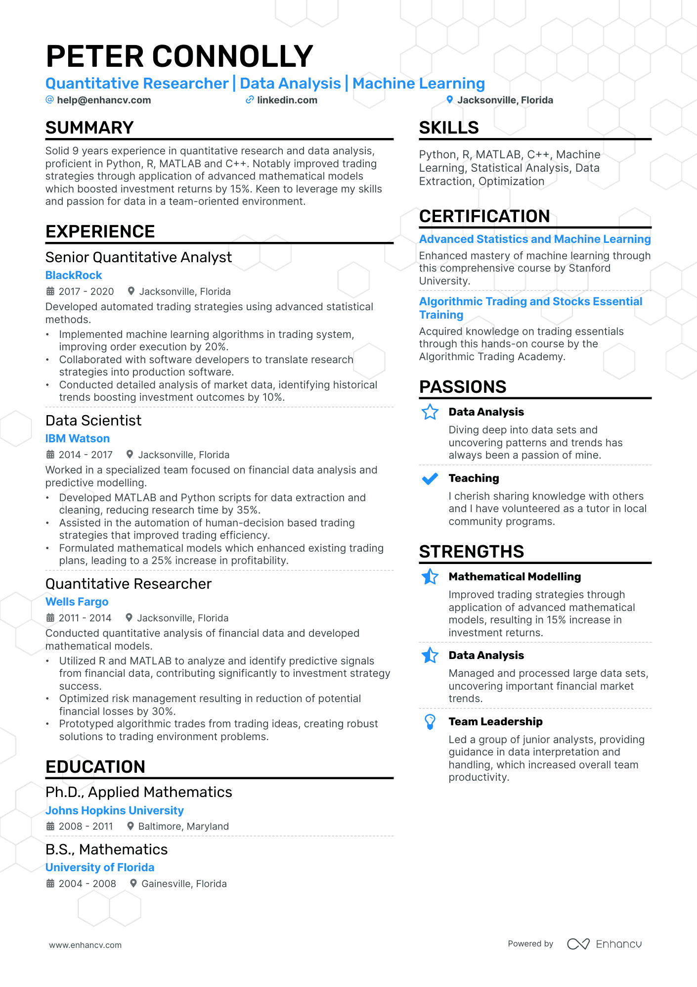 10 Quantitative Researcher Resume Examples & Guide for 2025