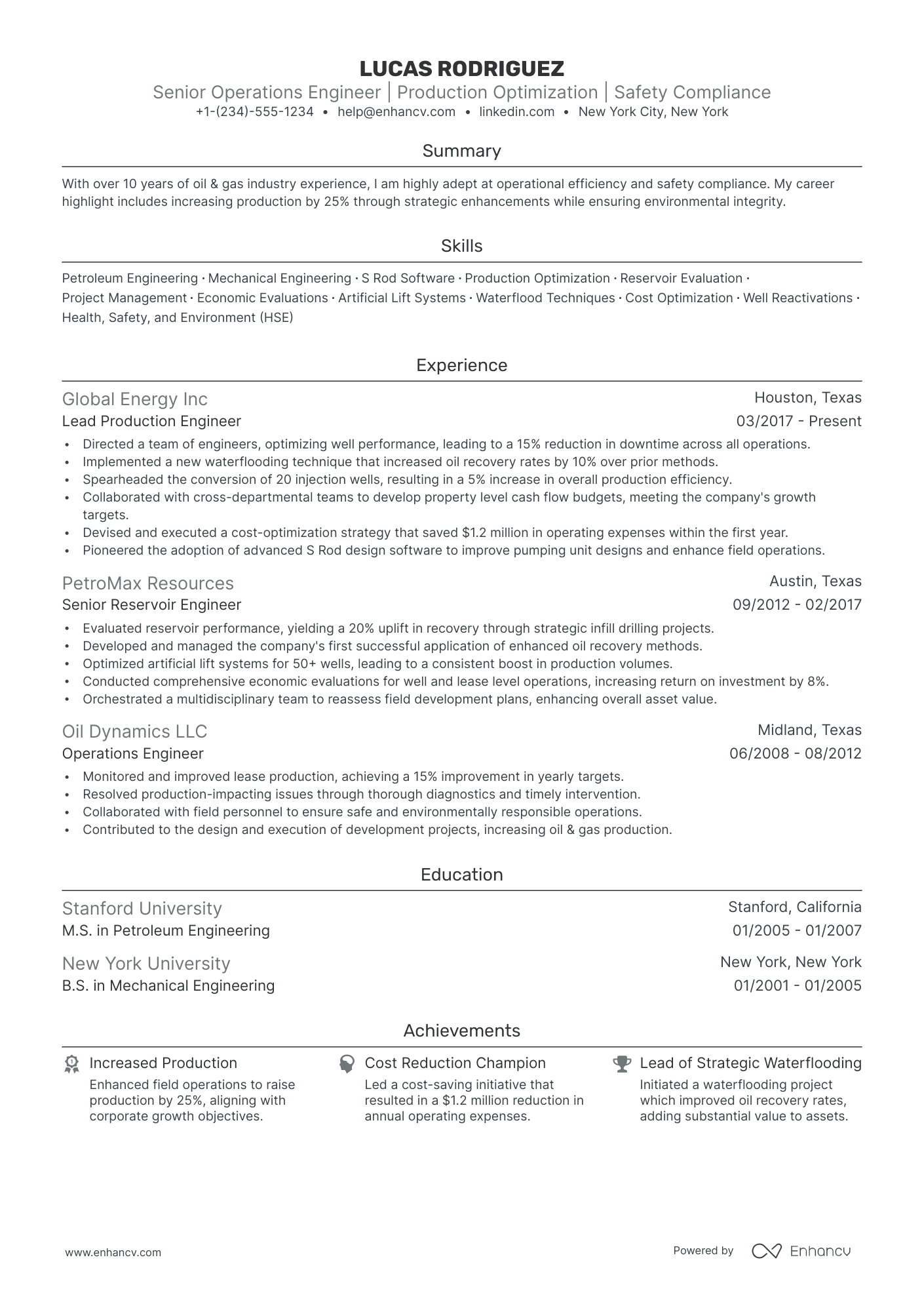 5 Petroleum Engineer Resume Examples & Guide for 2024