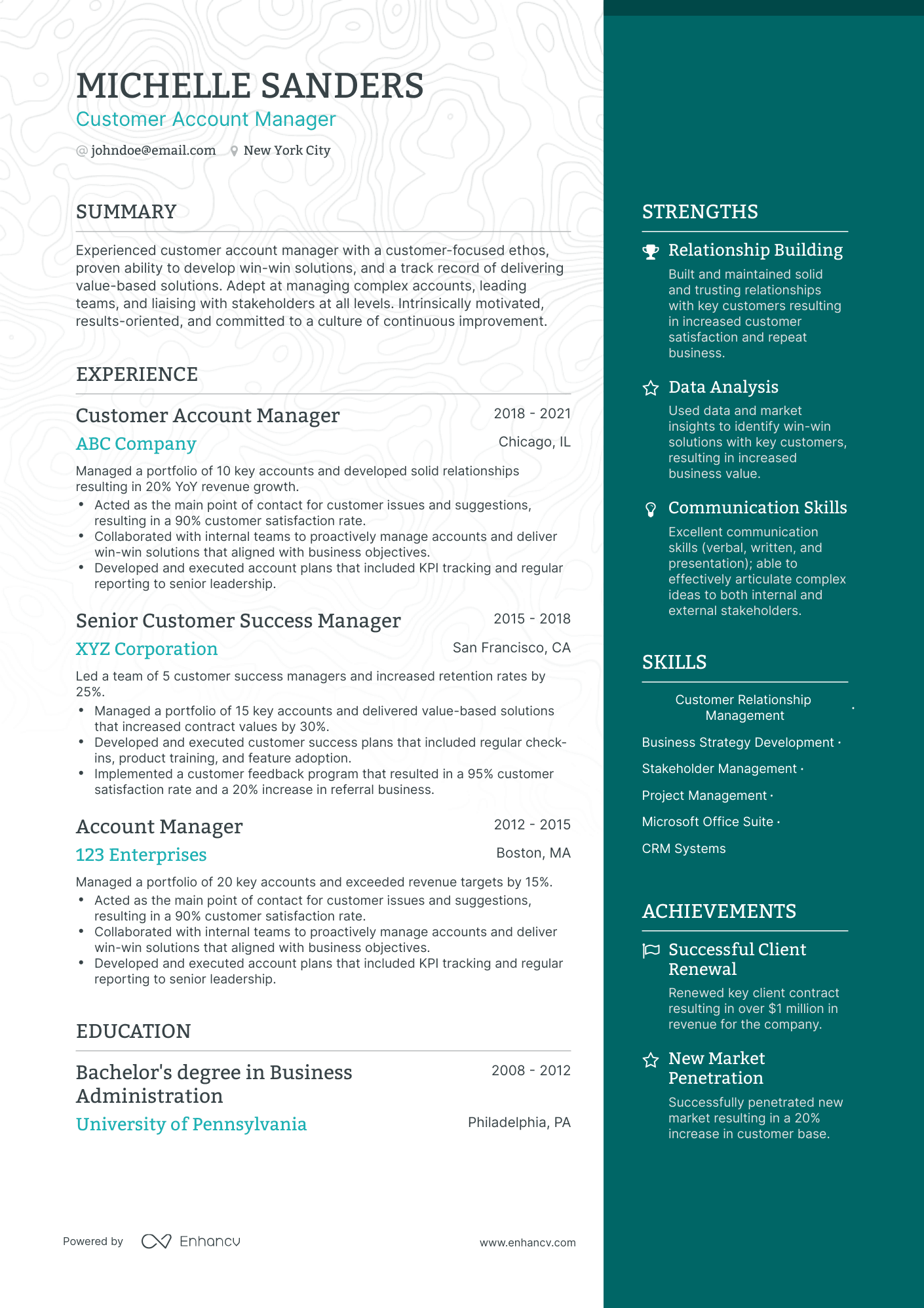 5 Customer Account Manager Resume Examples & Guide for 2024