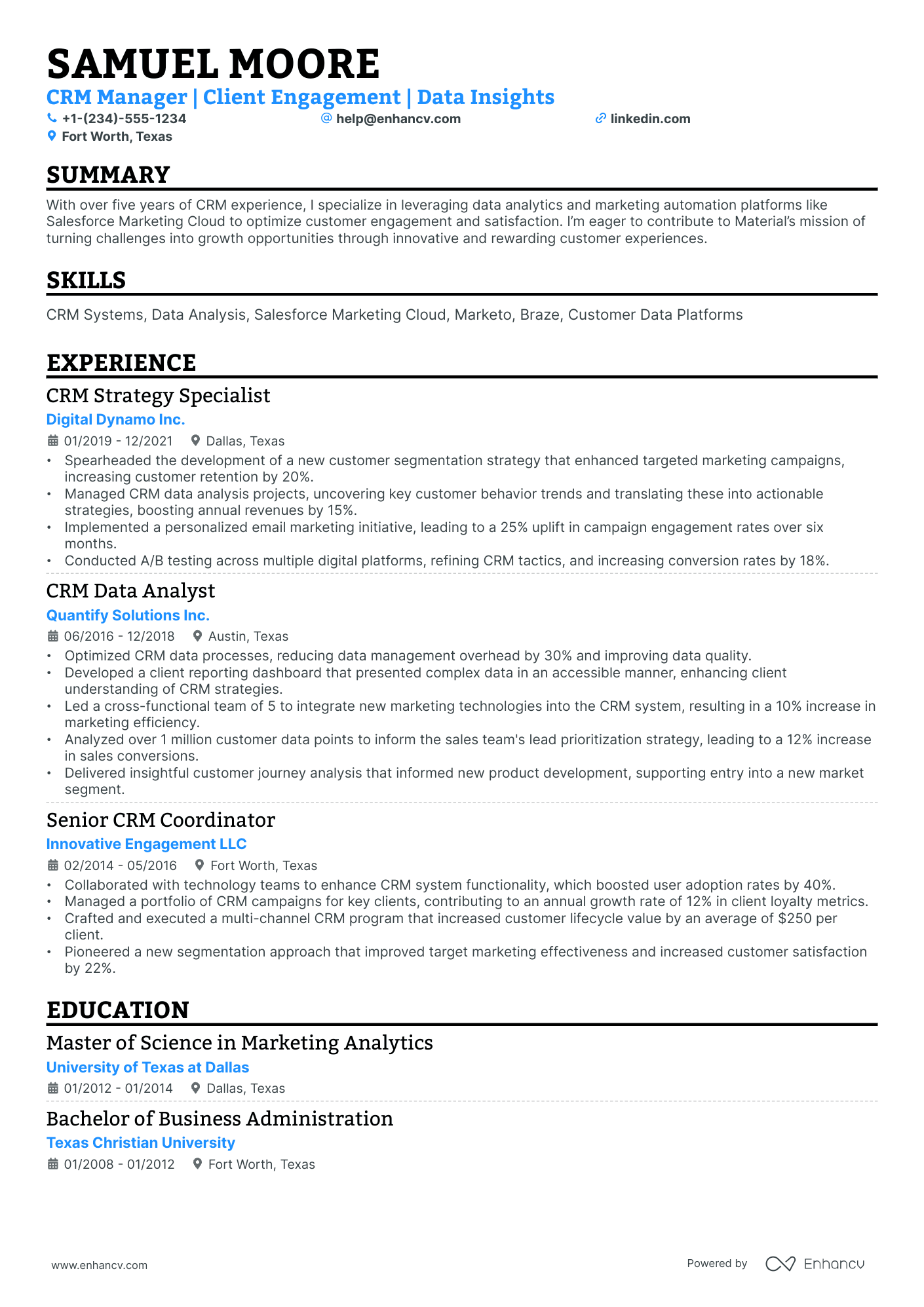10 CRM Manager Resume Examples & Guide for 2025