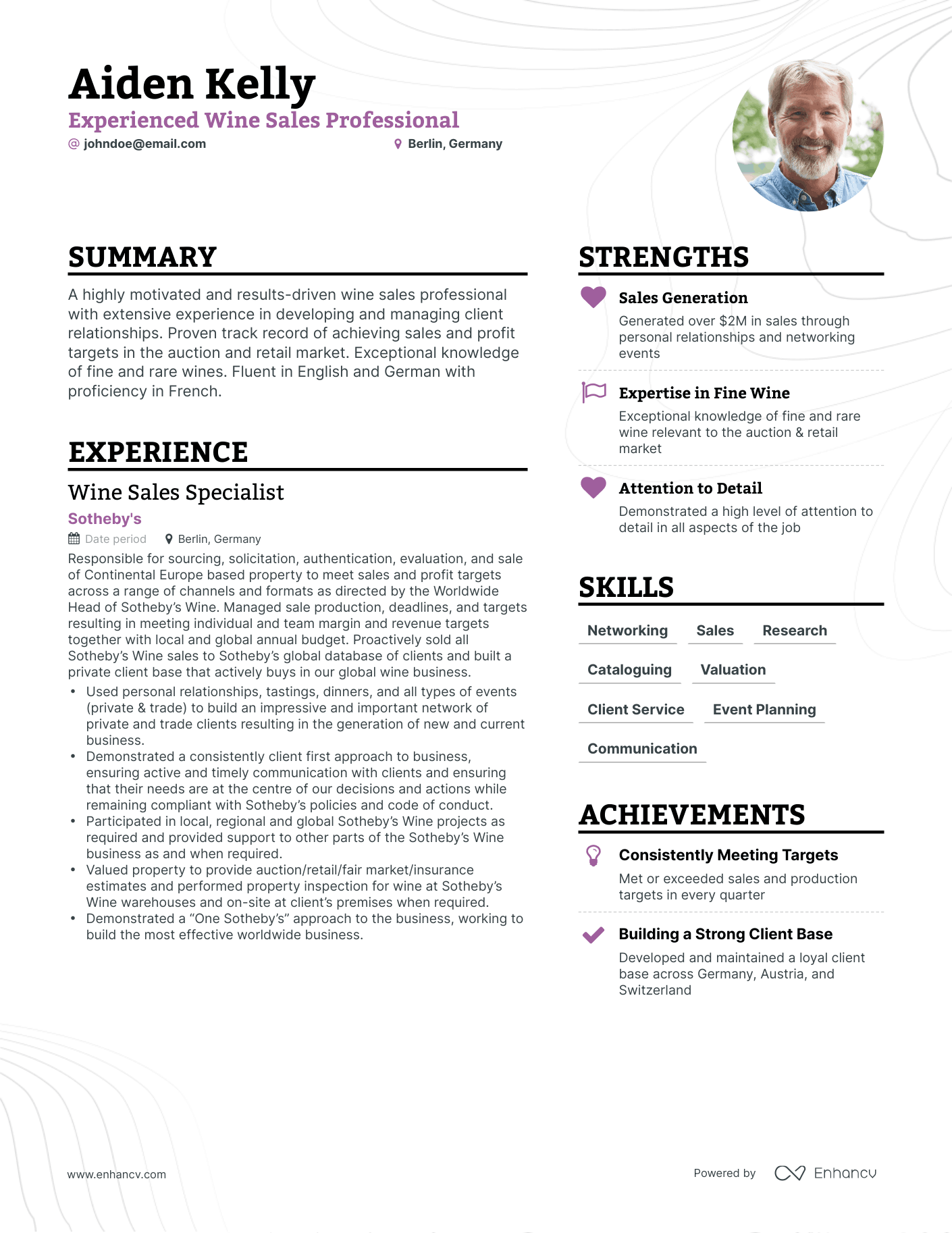 5 Wine Sale Resume Examples & Guide for 2024
