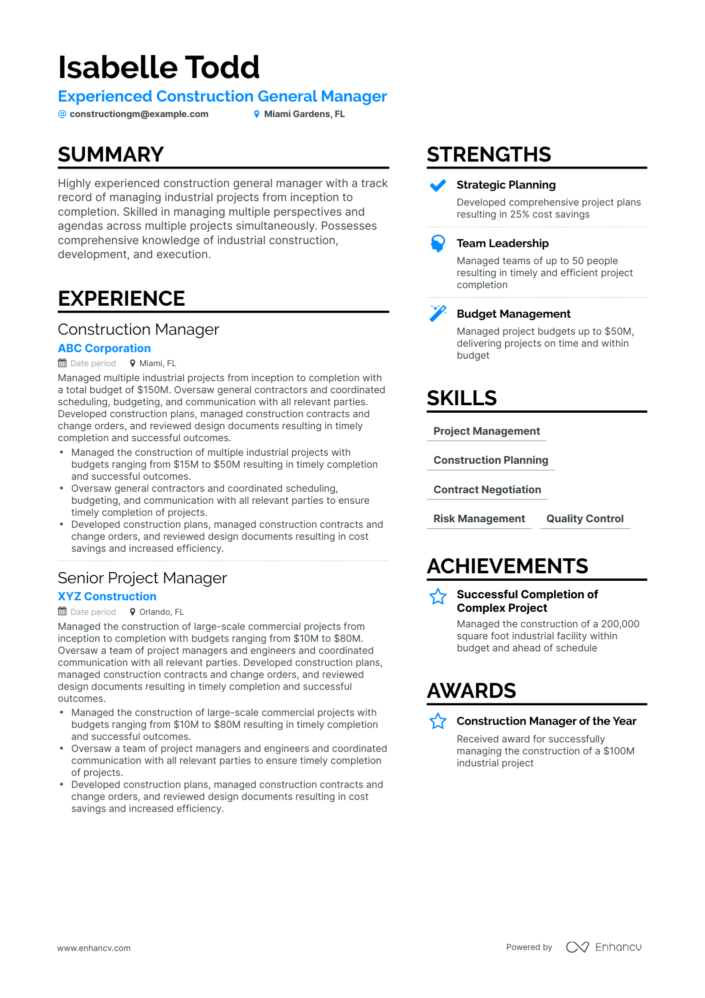 9 Construction Project Manager Resume Examples & Guide for 2024