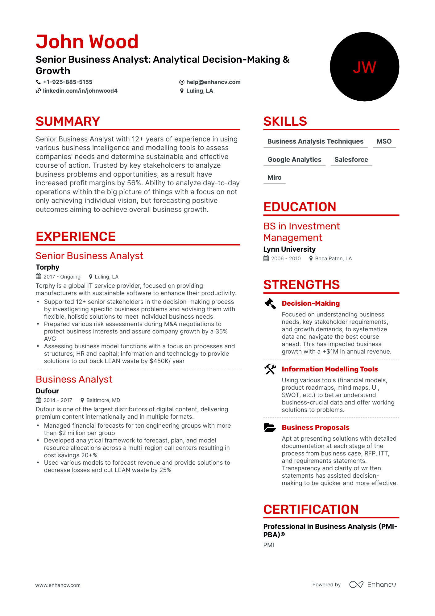 5 Senior Business Analyst Resume Examples & Guide for 2024