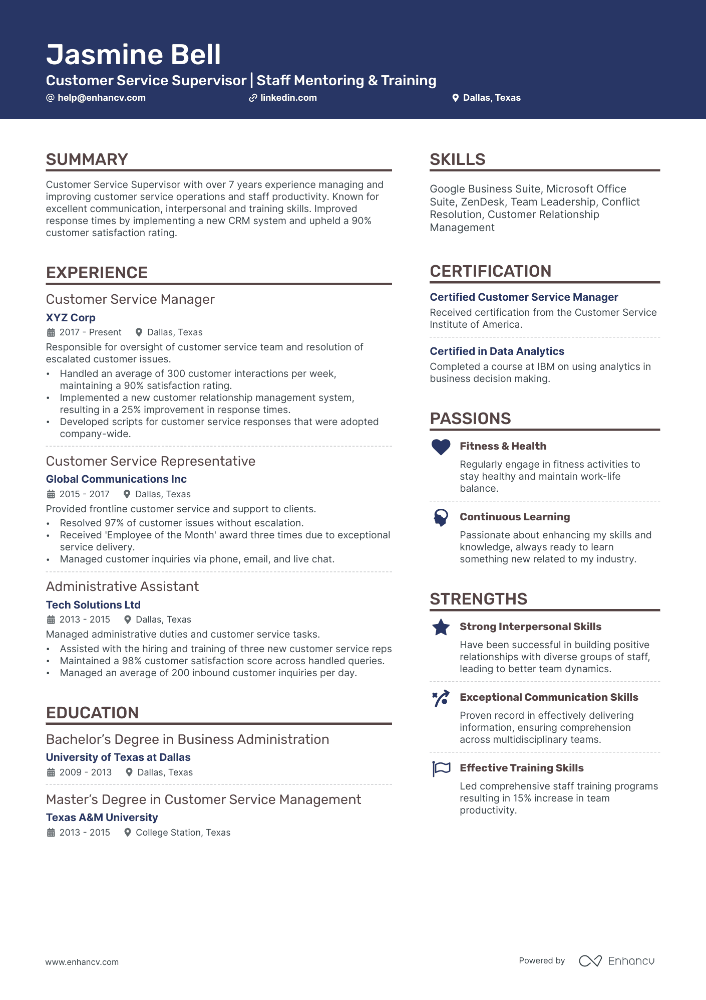 10 Customer Service Supervisor Resume Examples & Guide for 2025