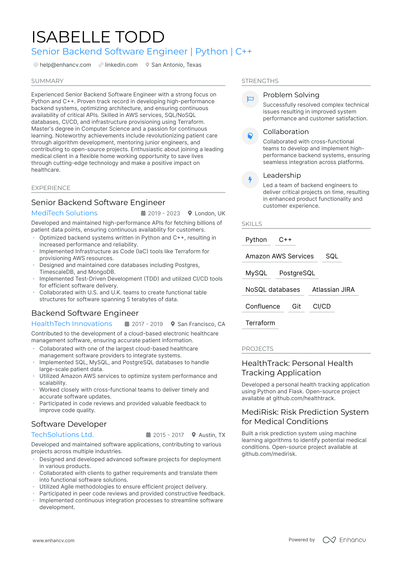 5 Backend Engineer Resume Examples & Guide for 2024