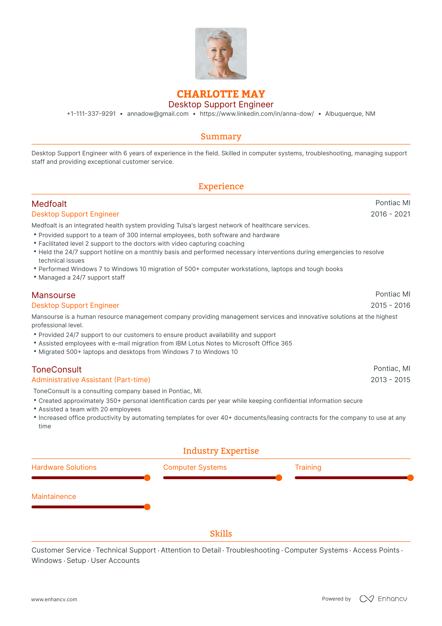 Desktop Support Resume Examples & Guide for 2023 (Layout, Skills ...