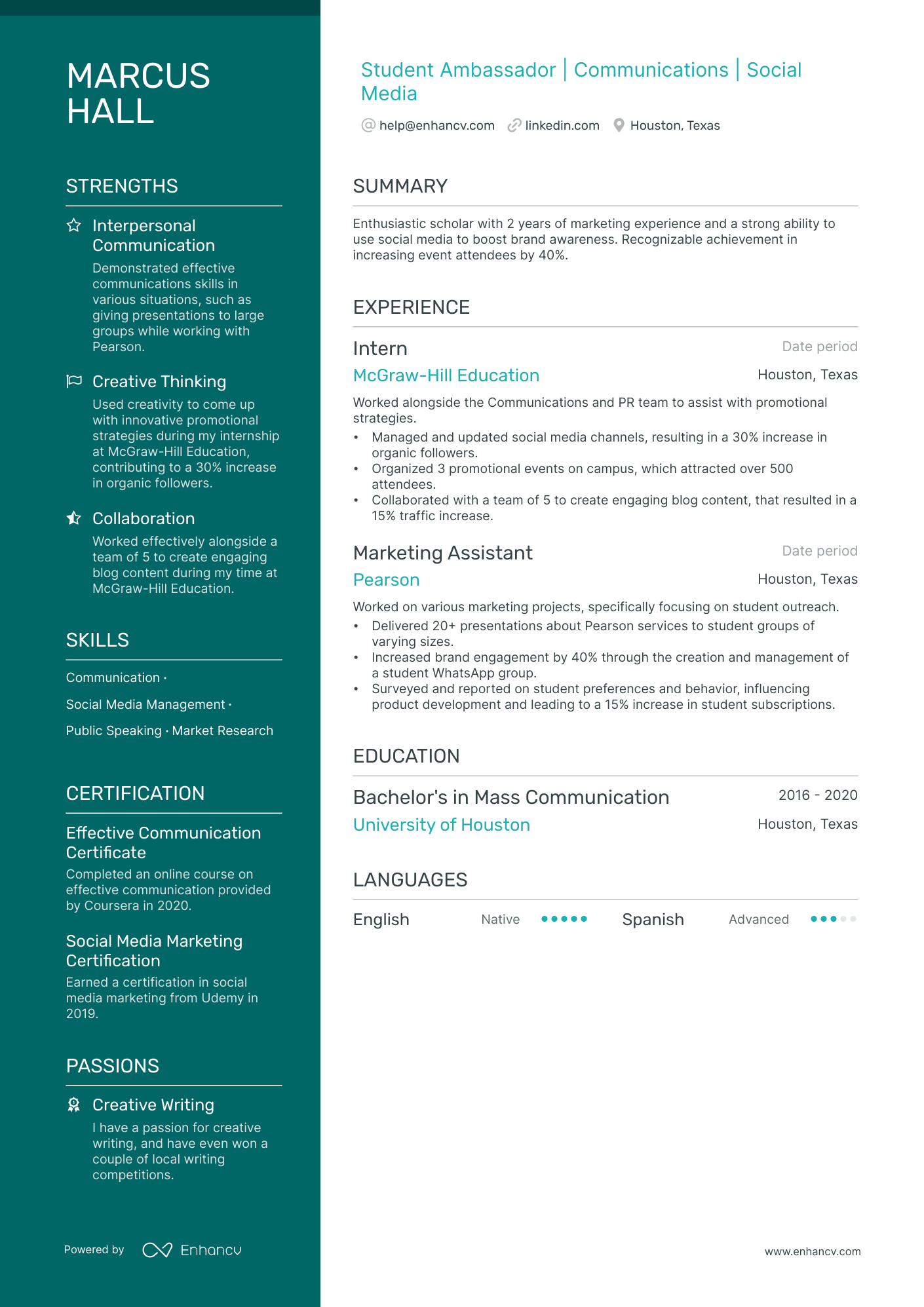 5 Student Ambassador Resume Examples & Guide for 2024