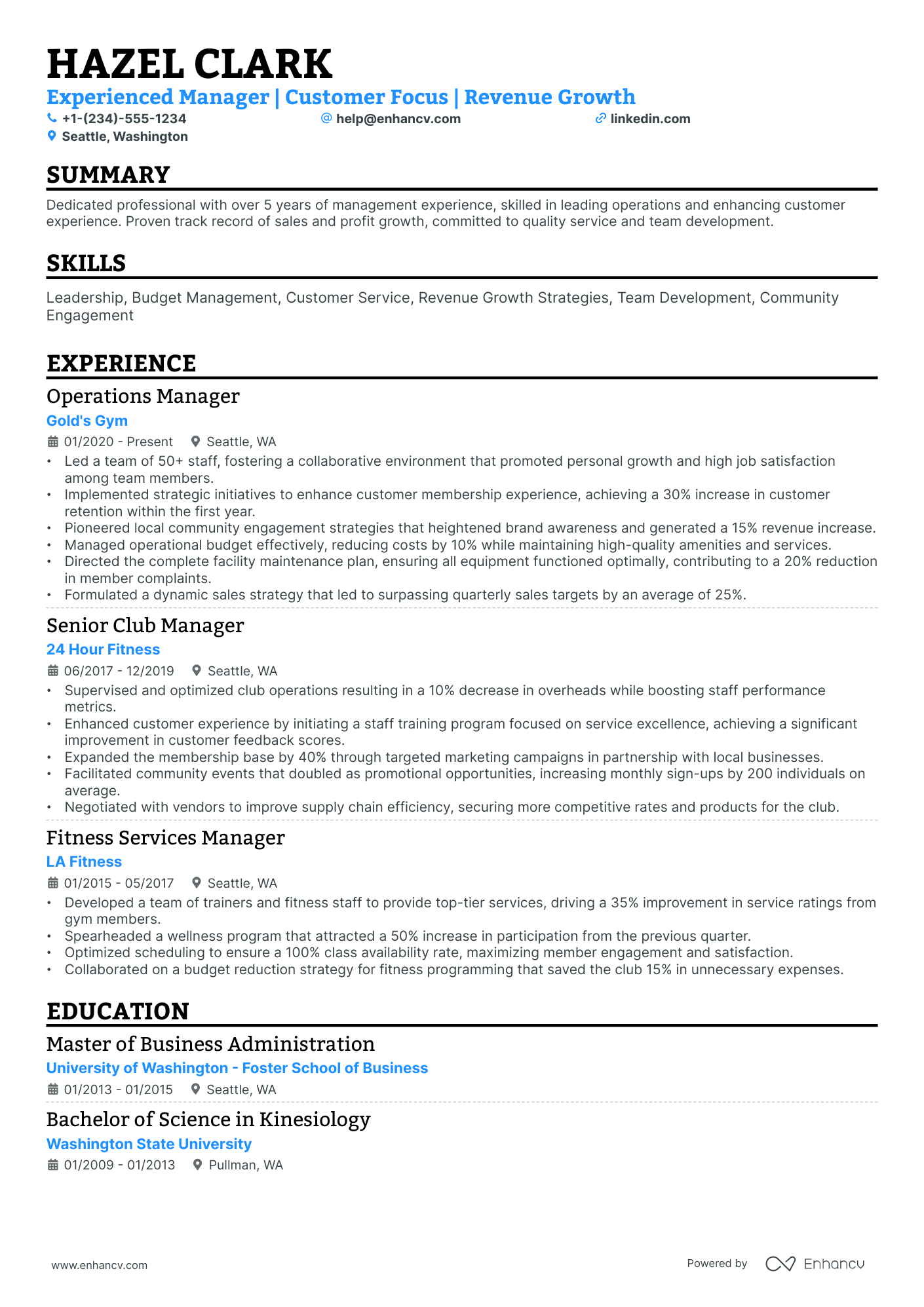 10 Club Manager Resume Examples & Guide for 2026