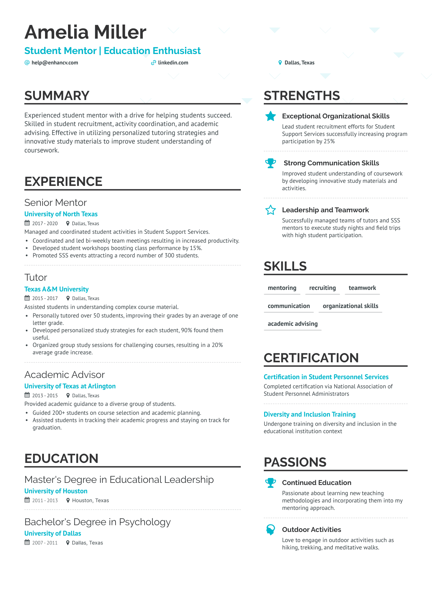 5 Mentor Resume Examples & Guide for 2024