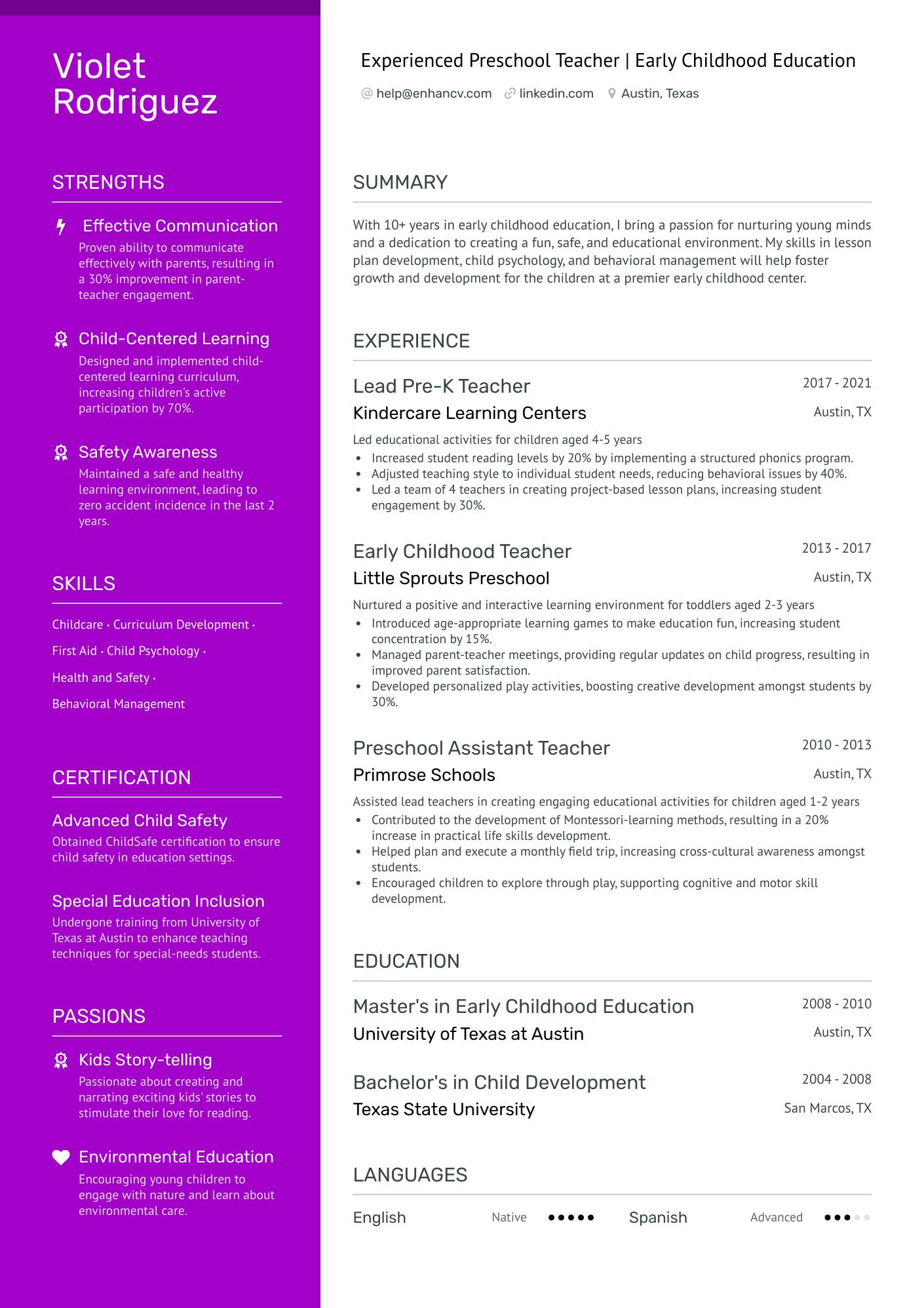 7 Preschool Teacher Resume Examples & Guide for 2024