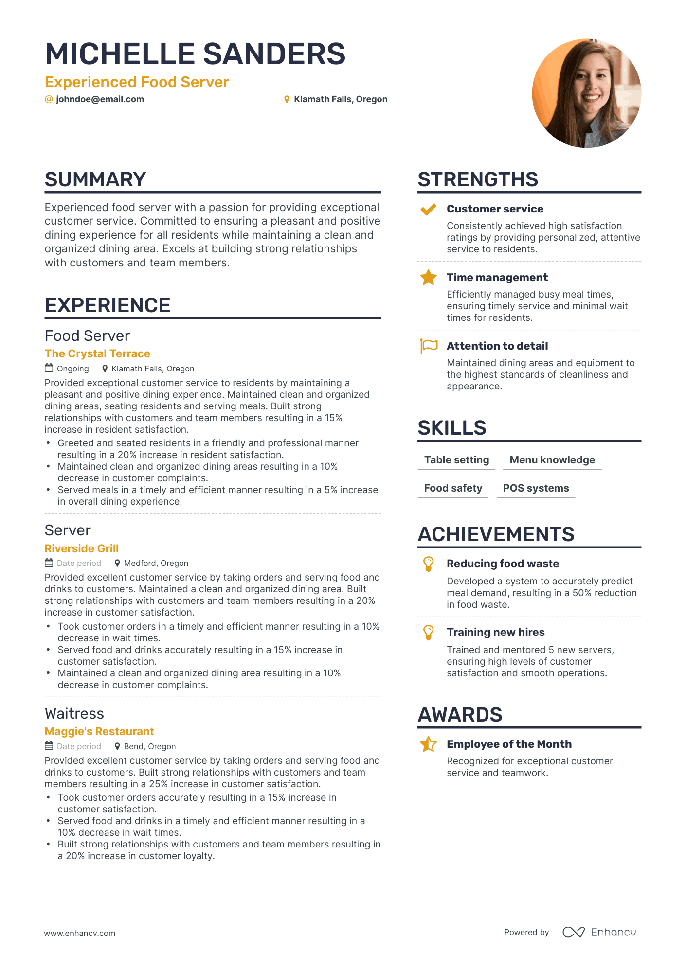 11 Server Resume Examples & Guide for 2024