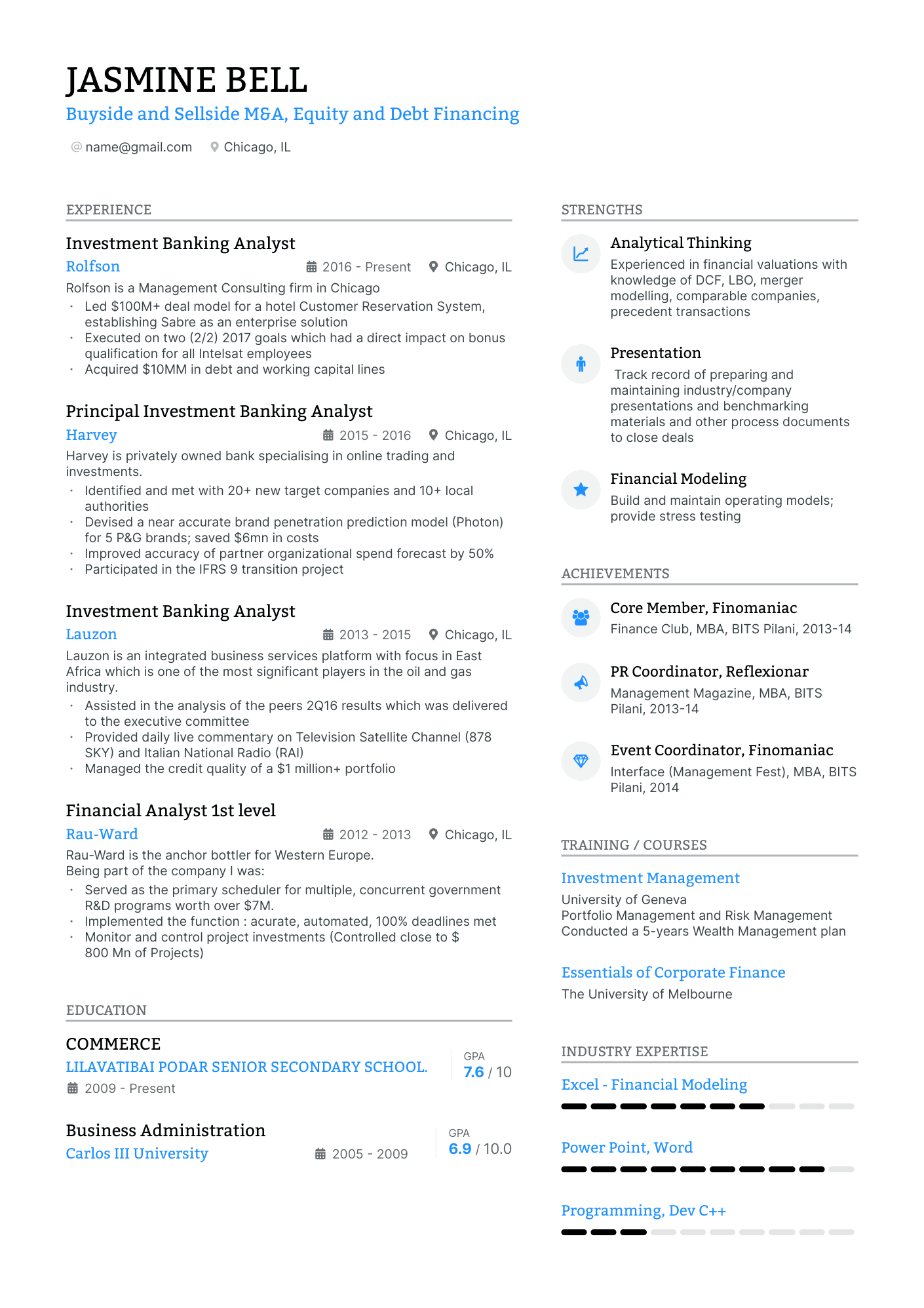 5 Investment Banking Analyst Resume Examples & Guide for 2024