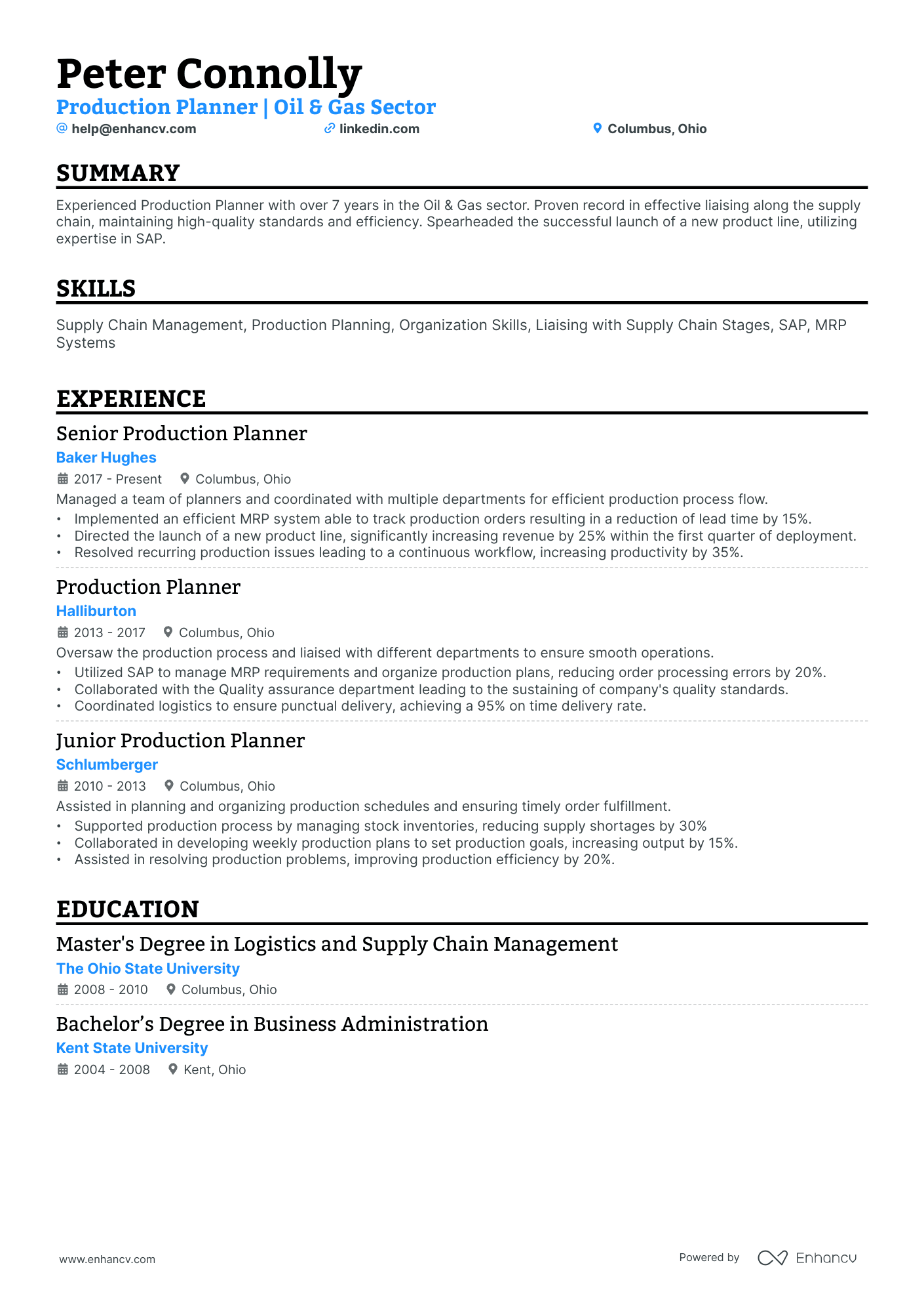 10 Production Planner Resume Examples & Guide for 2026