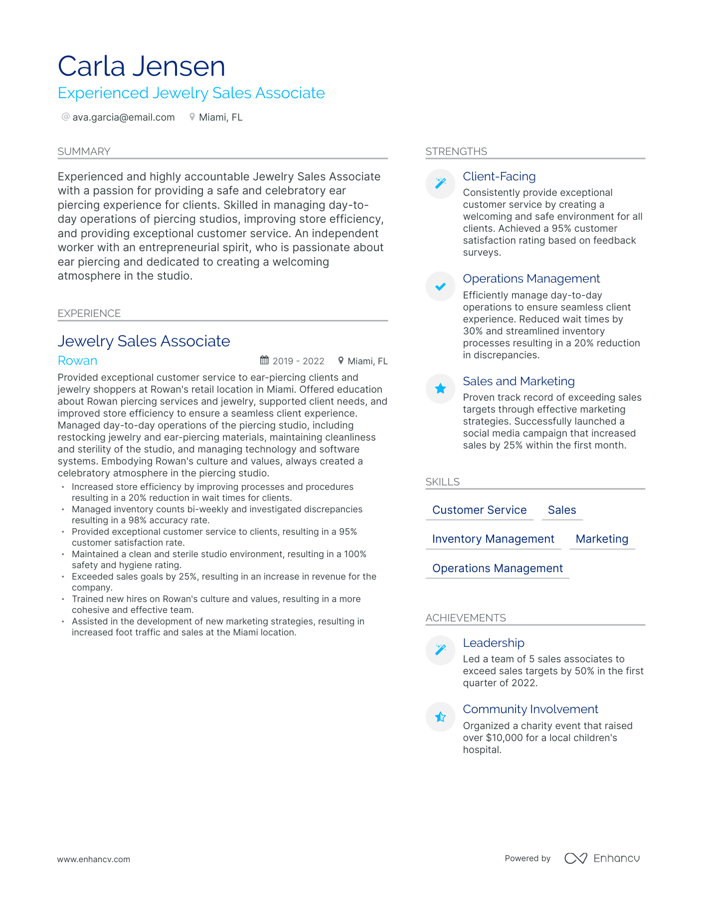 5 Jewelry Sales Resume Examples & Guide for 2024