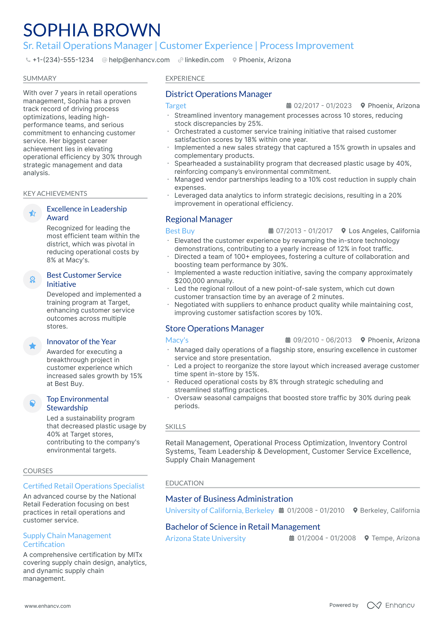 10 Retail Operations Manager Resume Examples & Guide for 2026