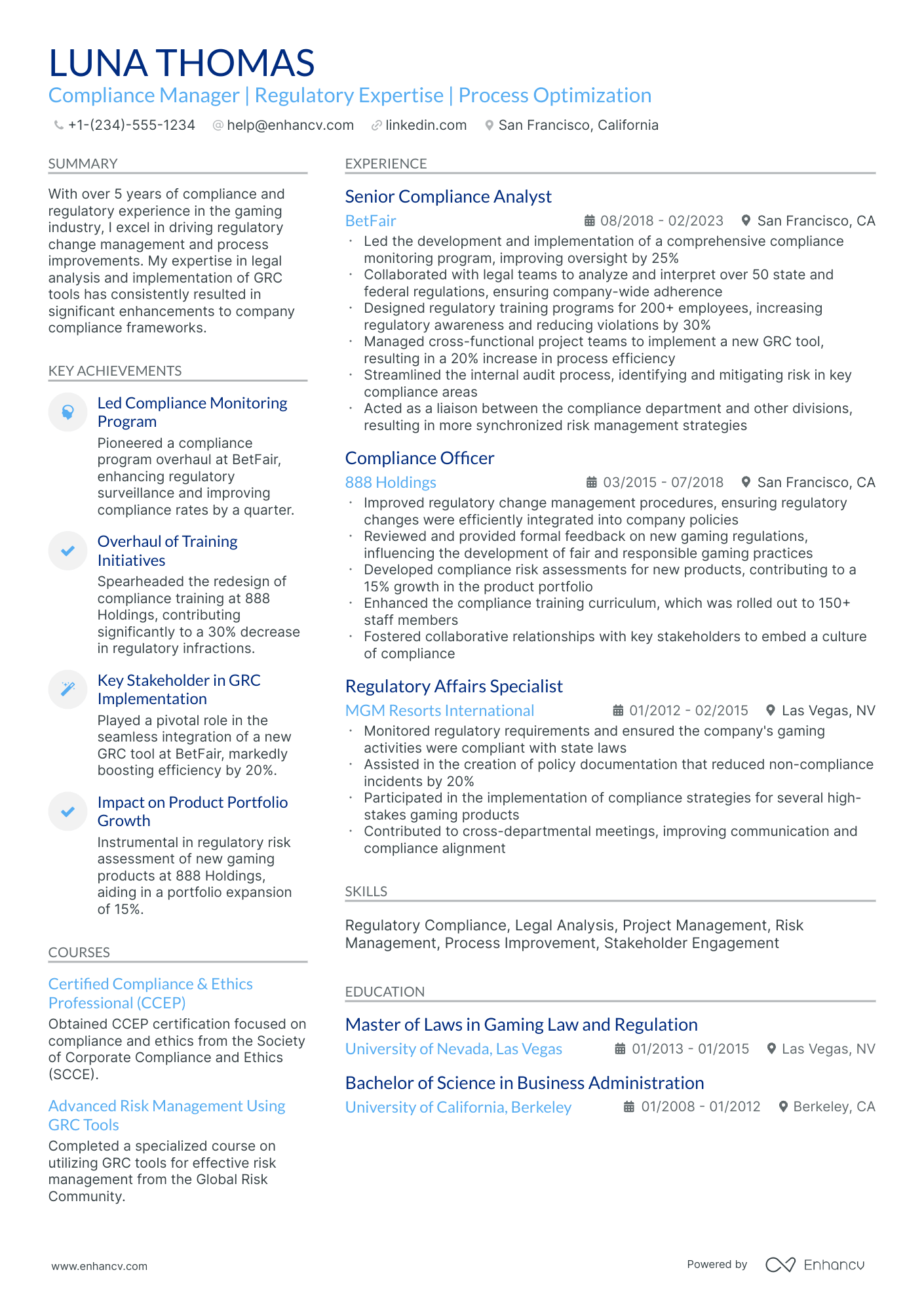 3 Compliance Manager Resume Examples & Guide for 2025