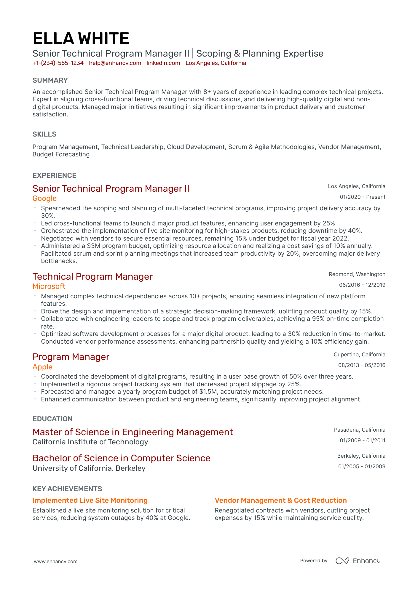 10 Technical Program Manager Resume Examples & Guide for 2026