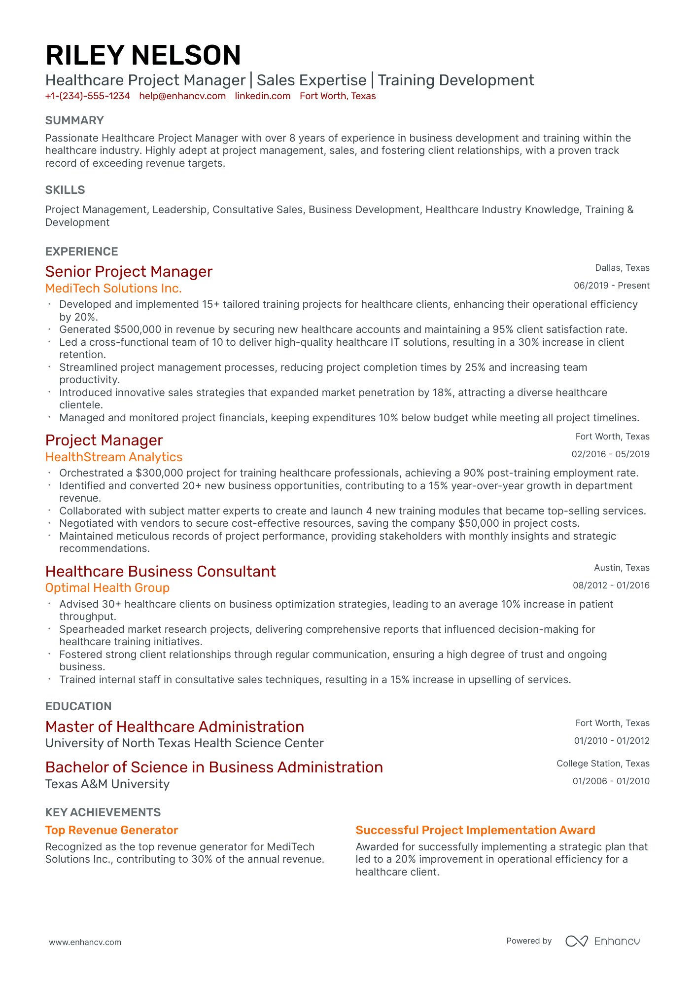 10 Healthcare Project Manager Resume Examples & Guide for 2025