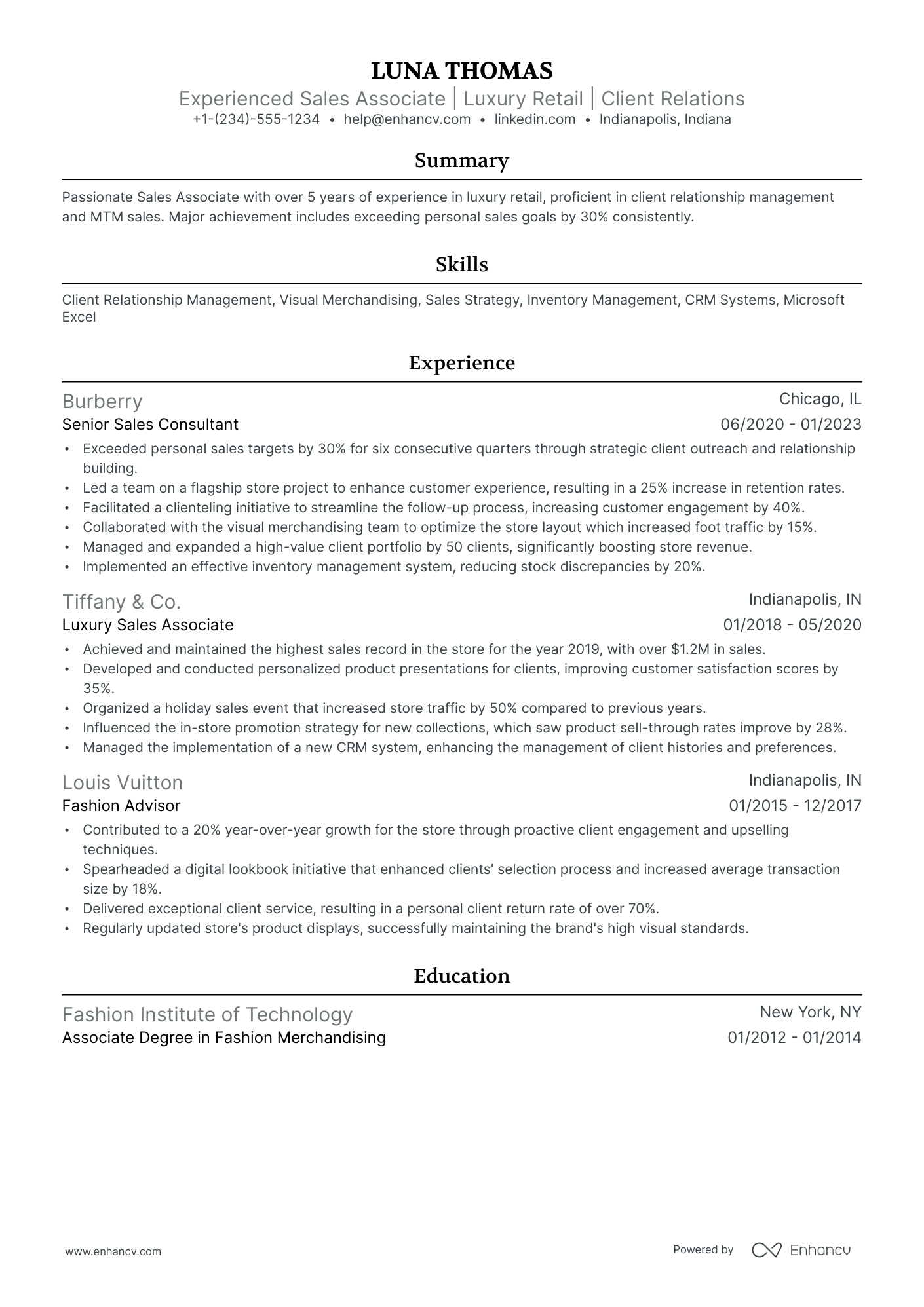 10 Fashion Retail Resume Examples & Guide for 2026