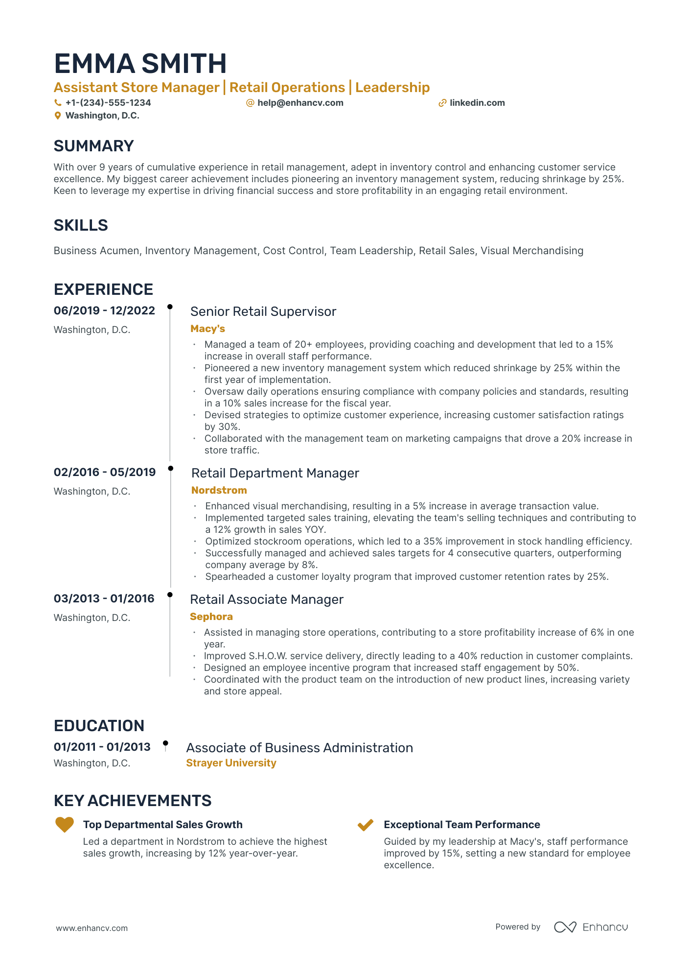 10 Retail Assistant Store Manager Resume Examples & Guide for 2025