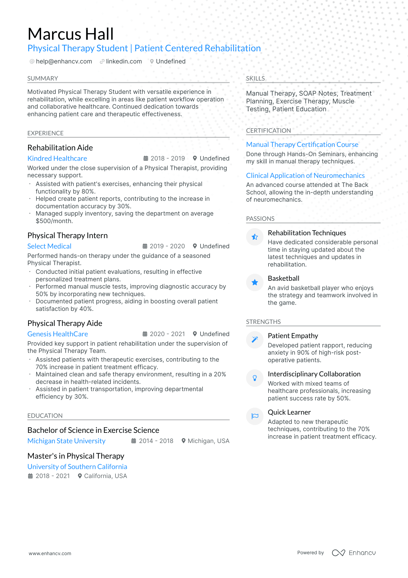 10 Physical Therapy Student Resume Examples & Guide for 2026