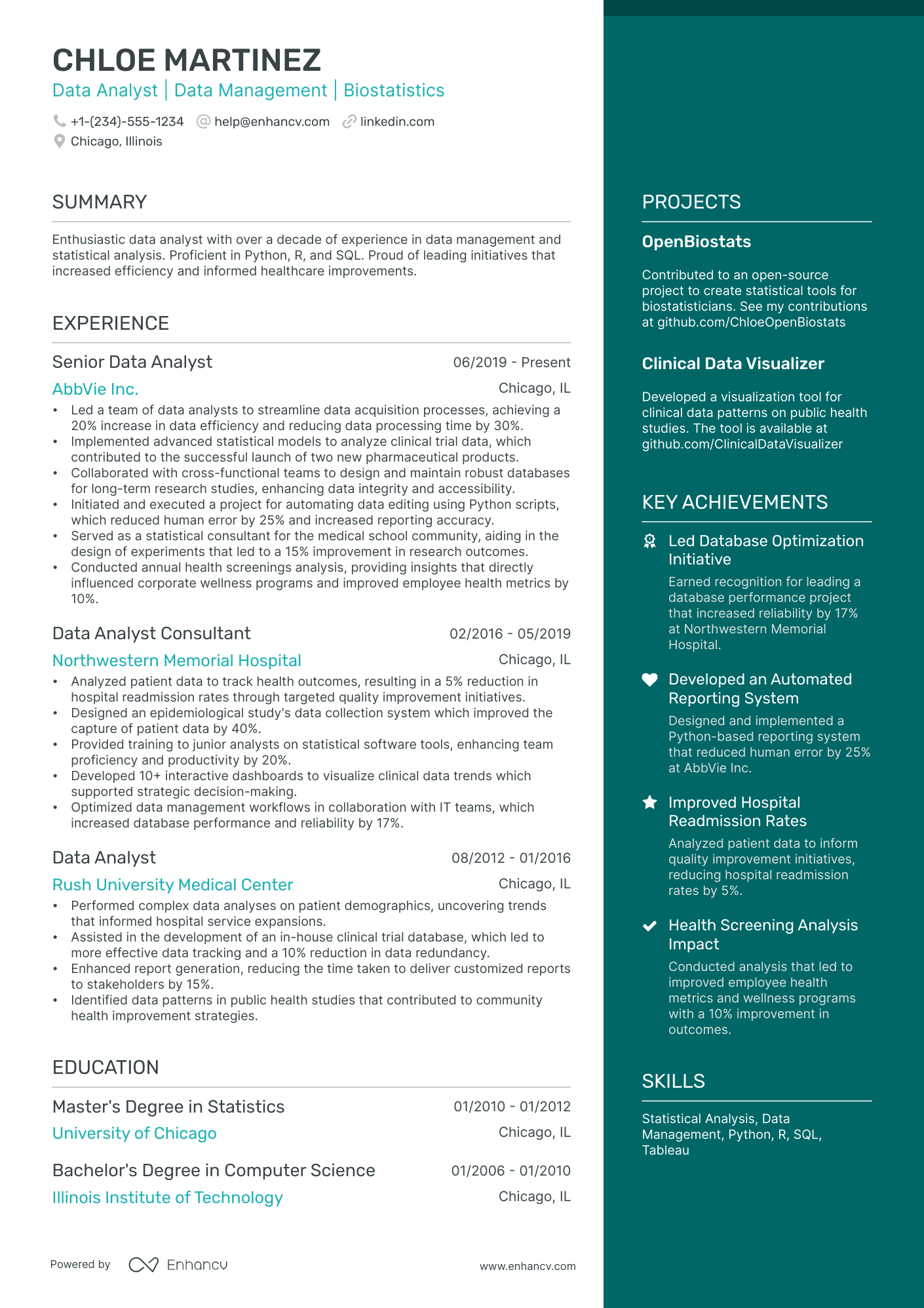 10 Statistical Data Analyst Resume Examples & Guide for 2025