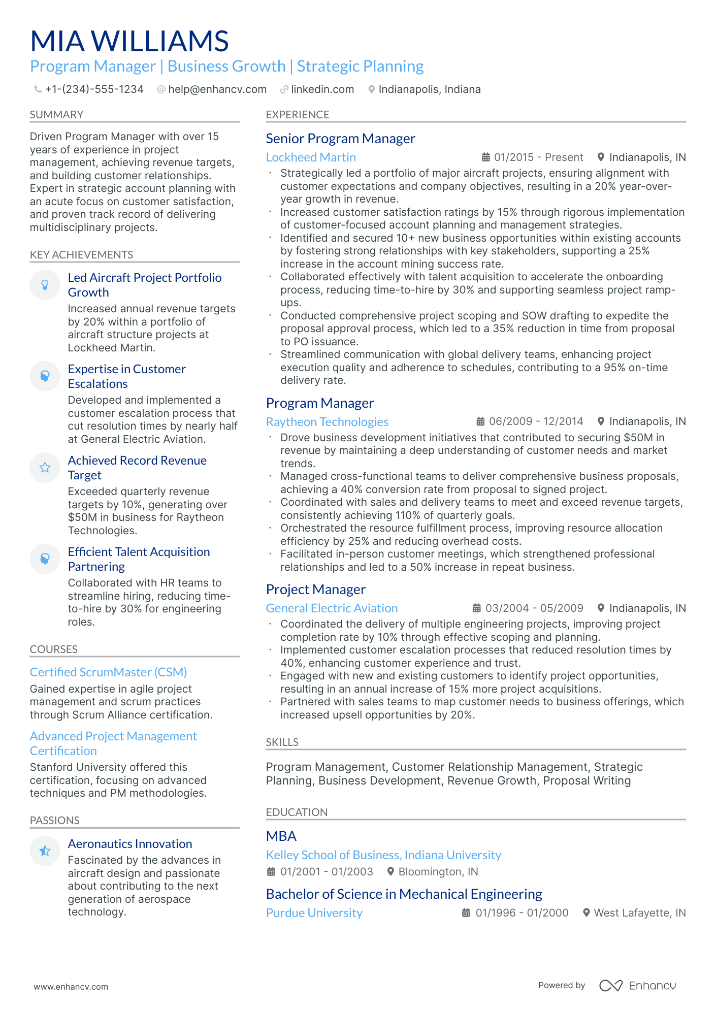 10 Aerospace Program Manager Resume Examples & Guide for 2026