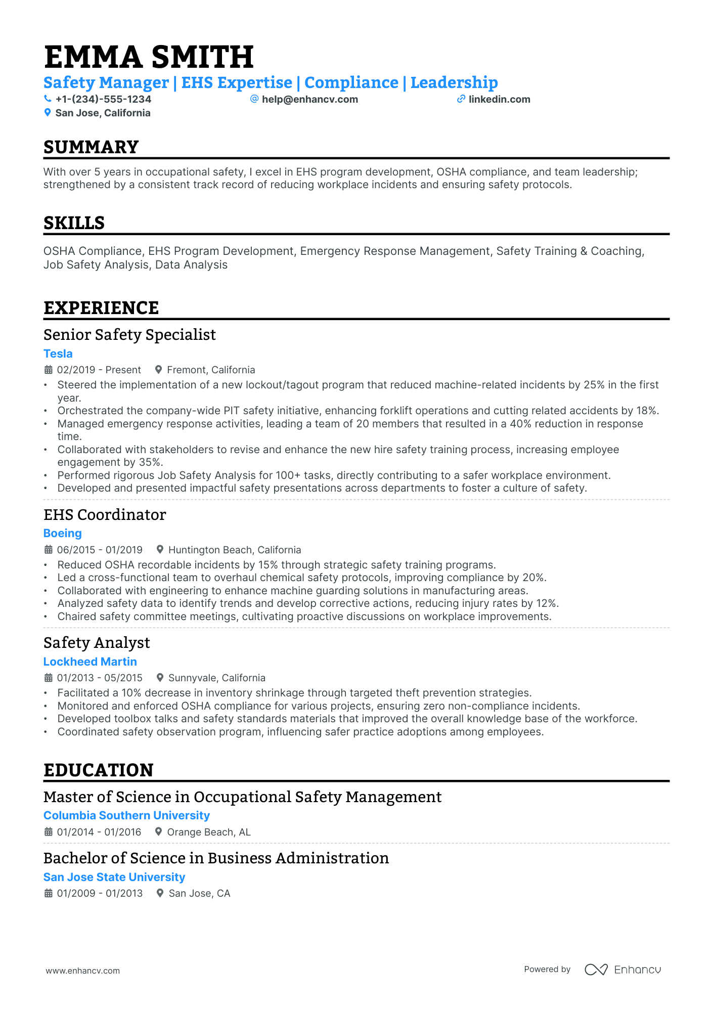 10 Safety Manager Resume Examples & Guide for 2026