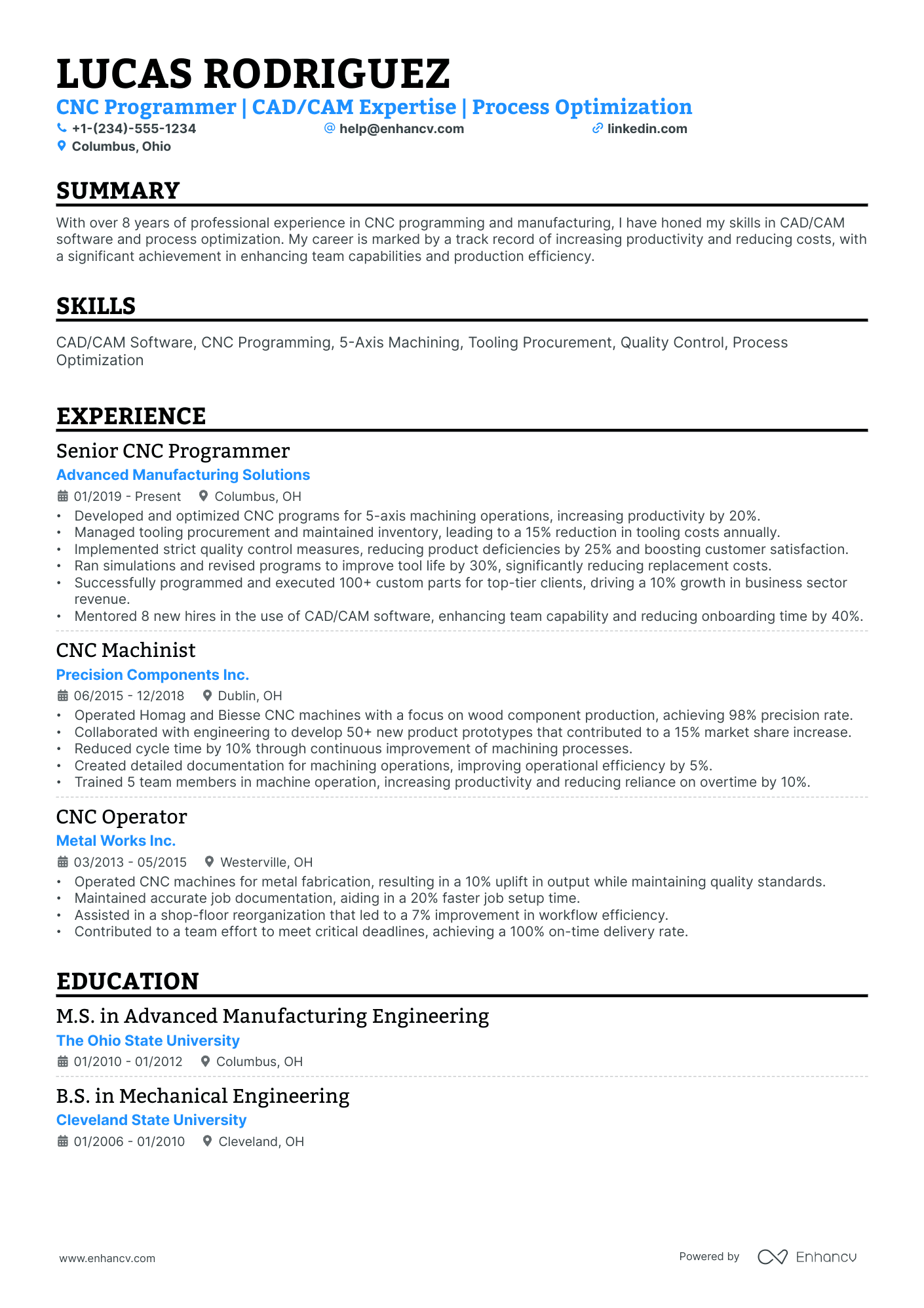 10 CNC Programmer Resume Examples & Guide for 2026