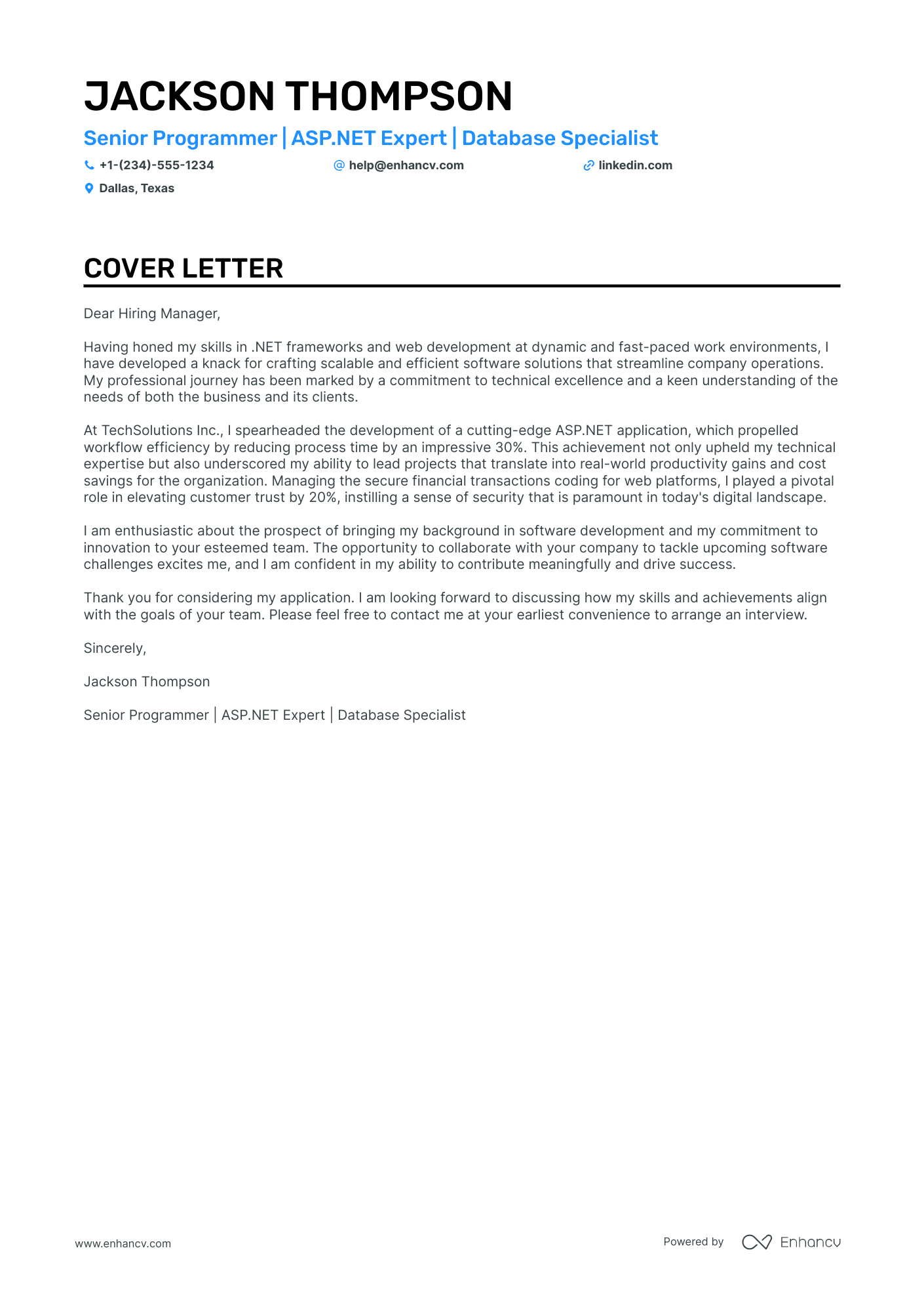 24 Professional Web Developer Cover Letter Examples and Template for ...