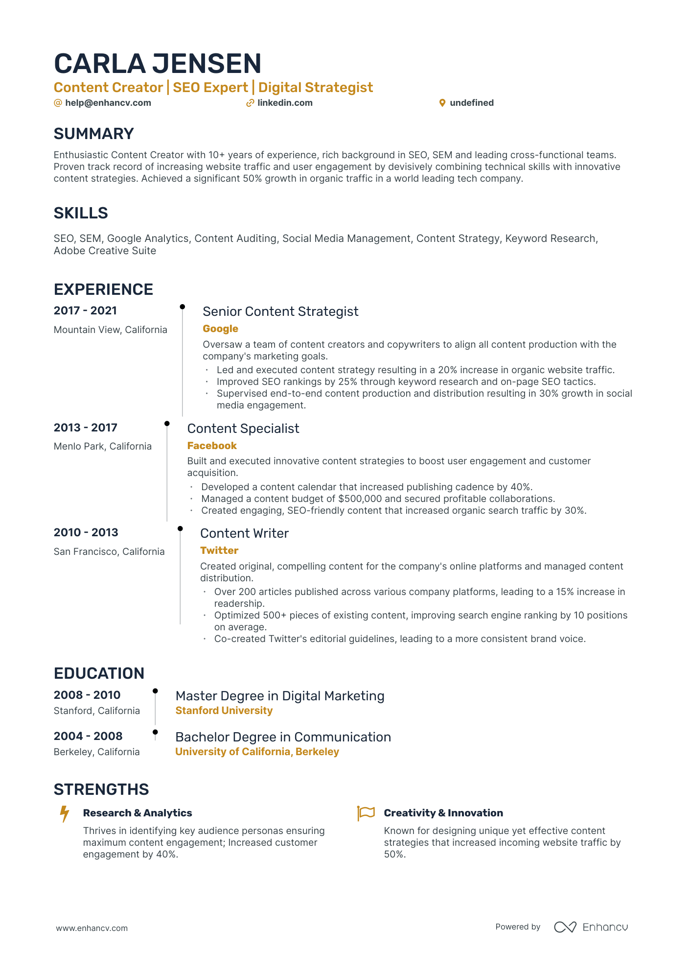 10 Content Creator Resume Examples - March 2026