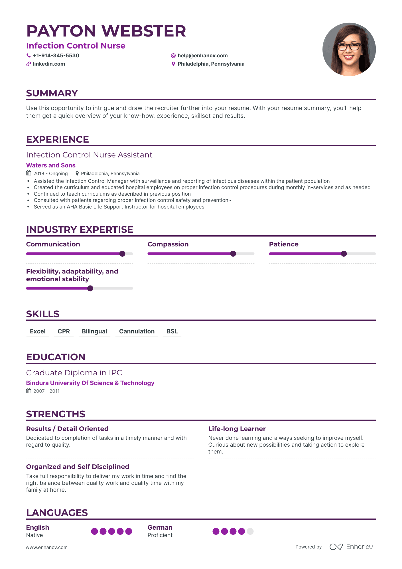 Infection Control Nurse Resume Examples & Guide for 2023 (Layout ...