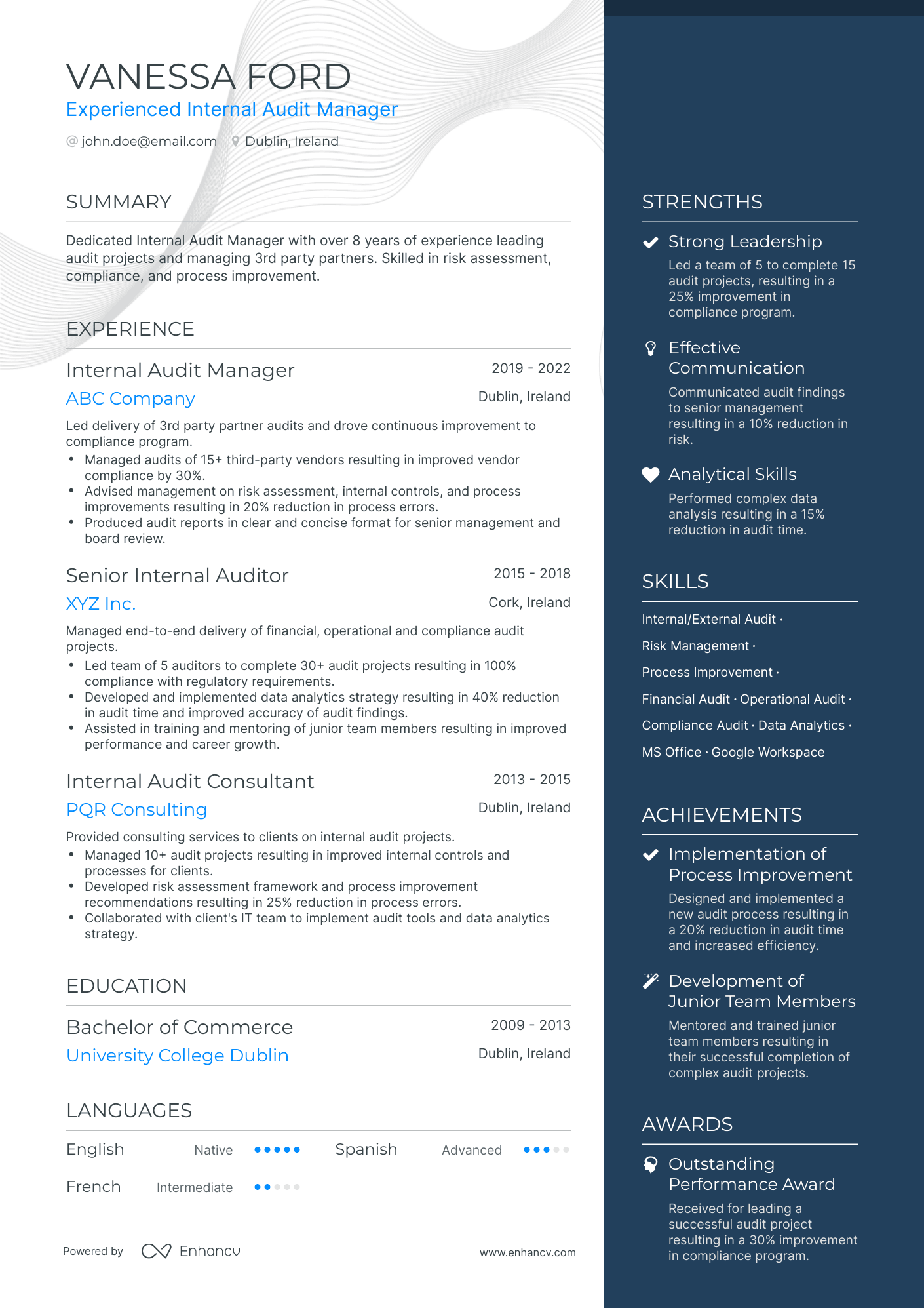 5 Internal Audit Manager Resume Examples & Guide for 2023