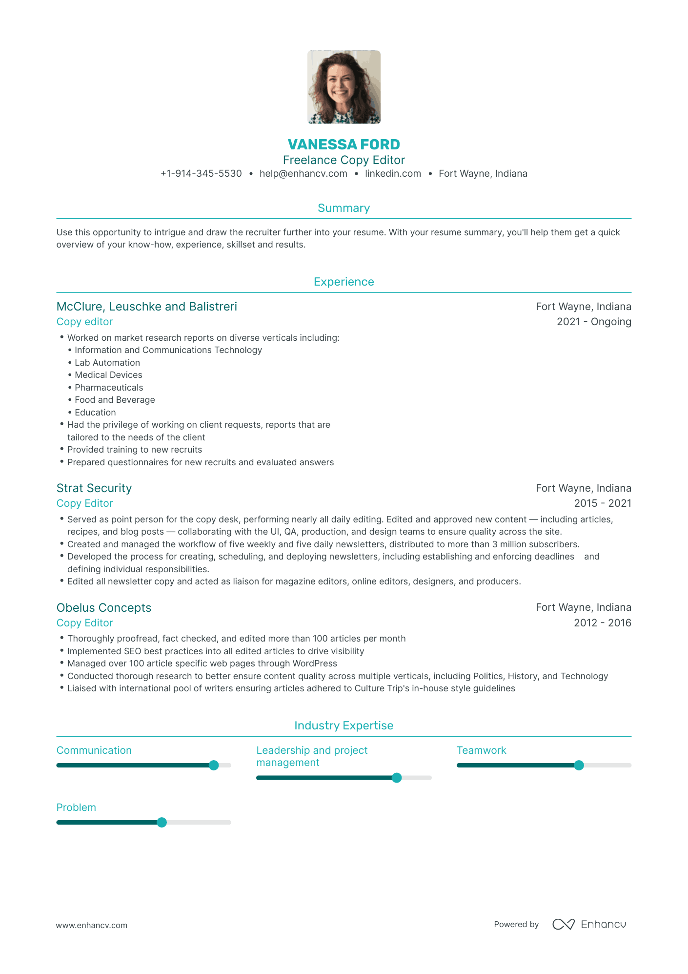 Freelance Copy Editor Resume Examples & Guide for 2023 (Layout, Skills ...