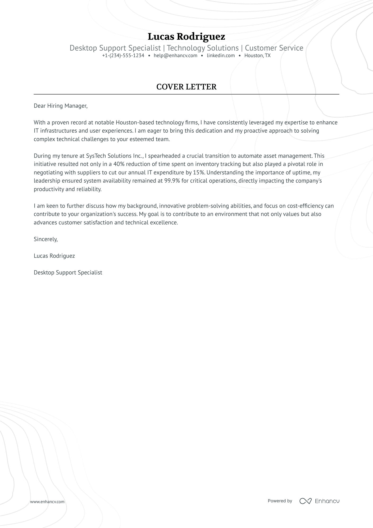 5 Professional Help Desk Cover Letter Examples and Template for 2024 ...