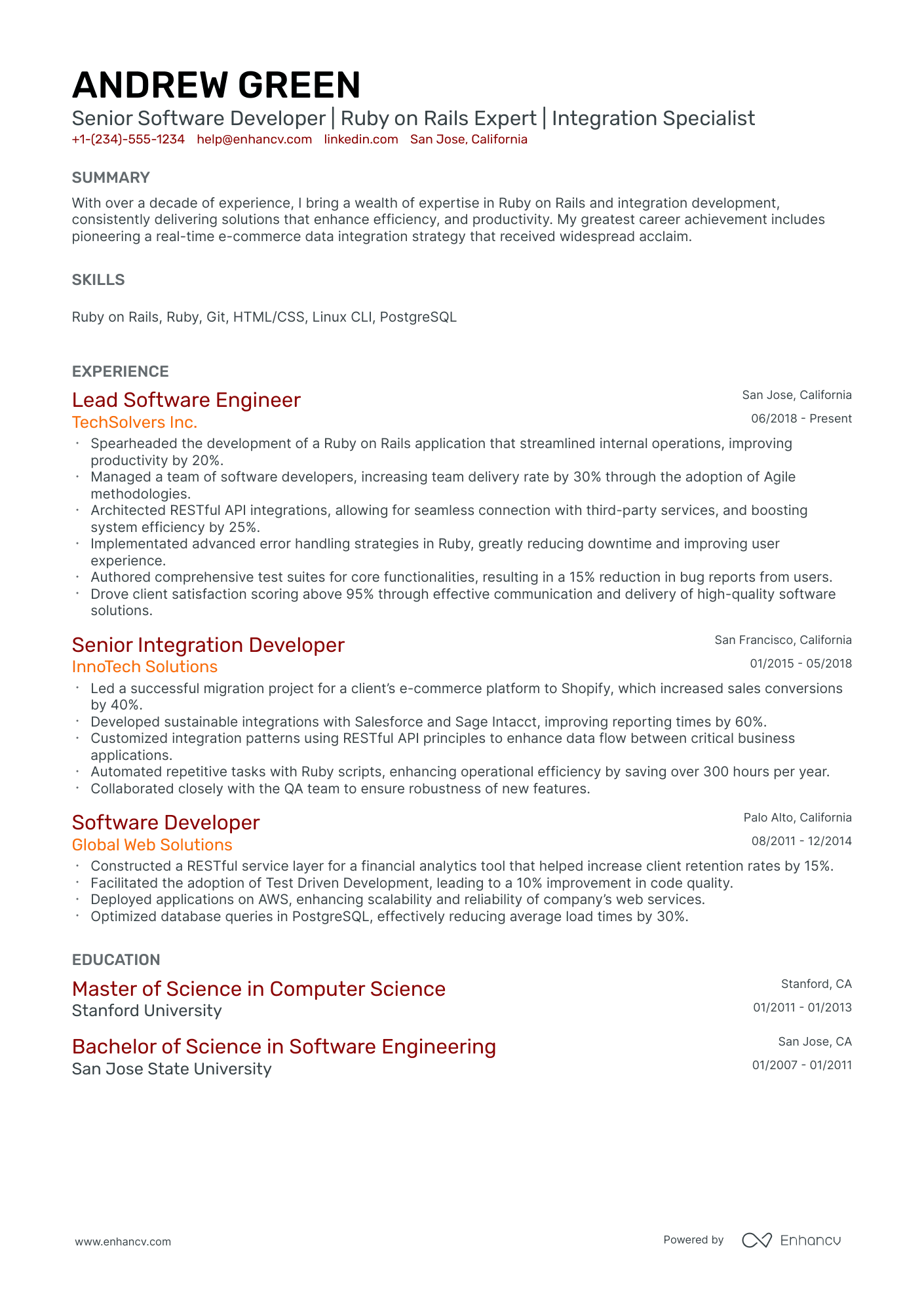 10 Ruby On Rails Developer Resume Examples & Guide for 2026