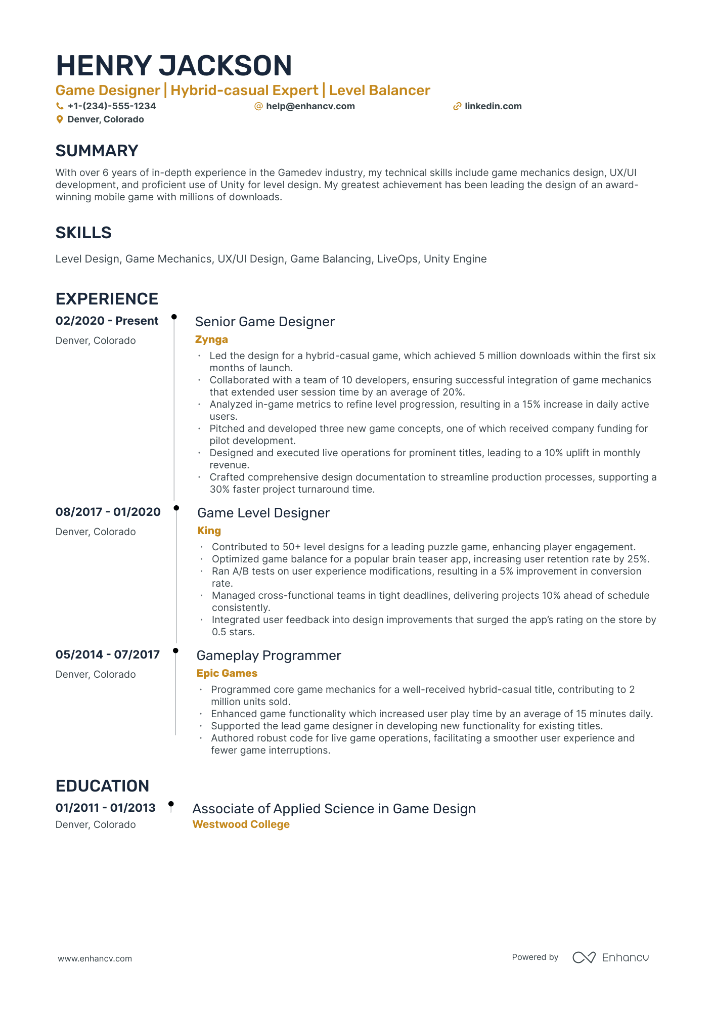 10 Game Designer Resume Examples & Guide for 2026