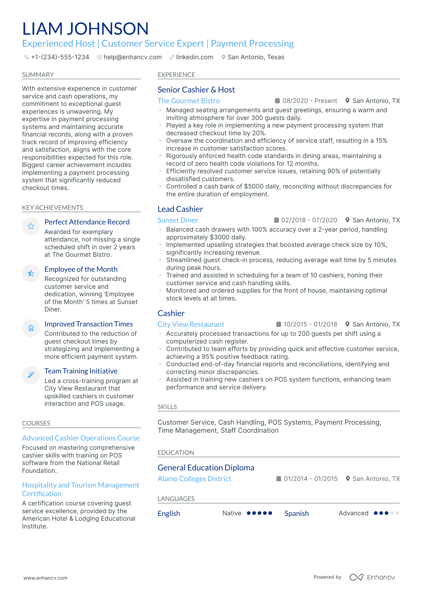 10 Food Cashier Resume Examples & Guide for 2026