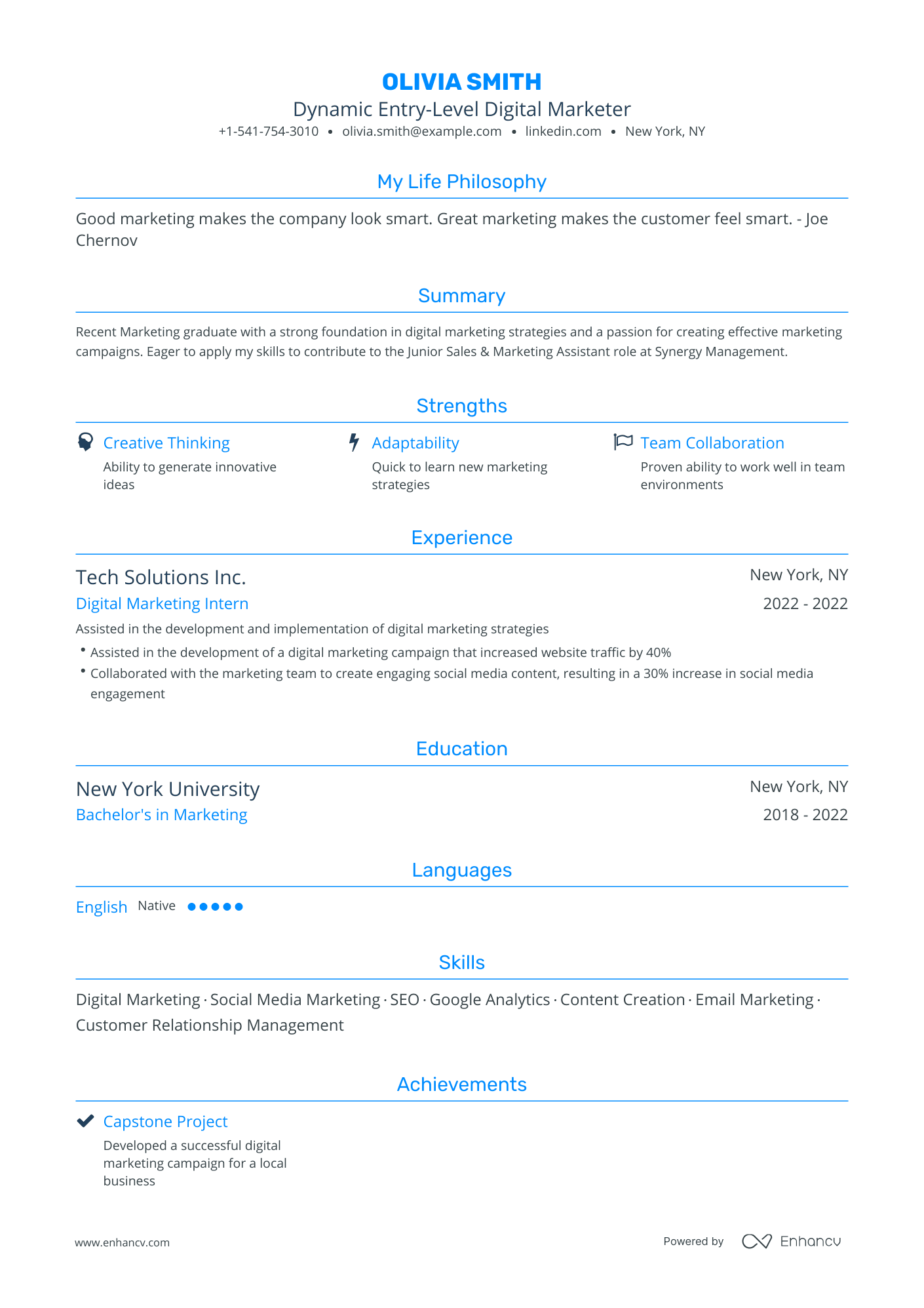 5 Entry Level Digital Marketing Resume Examples & Guide for 2023