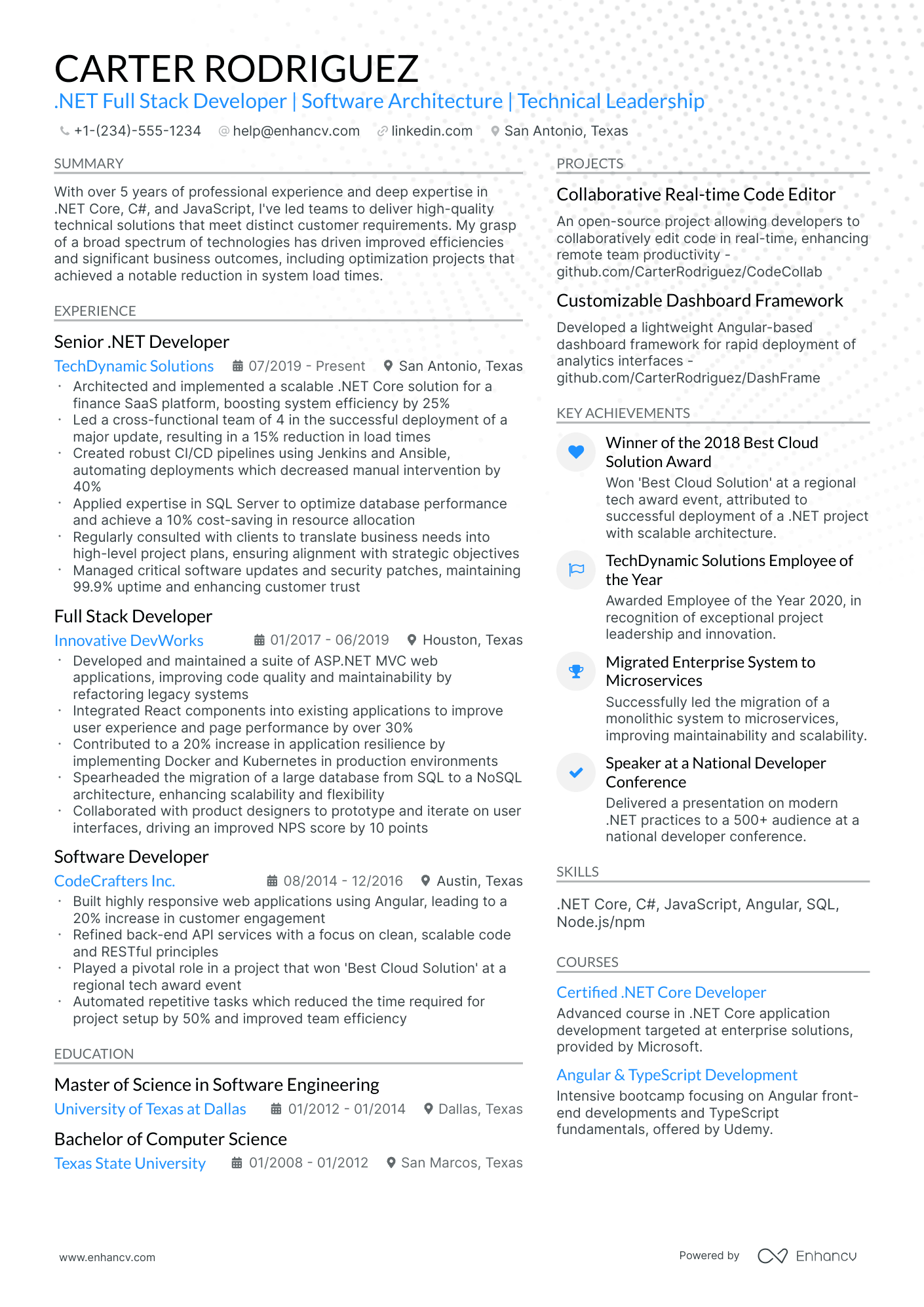 10 .Net Full-Stack Developer Resume Examples & Guide for 2025