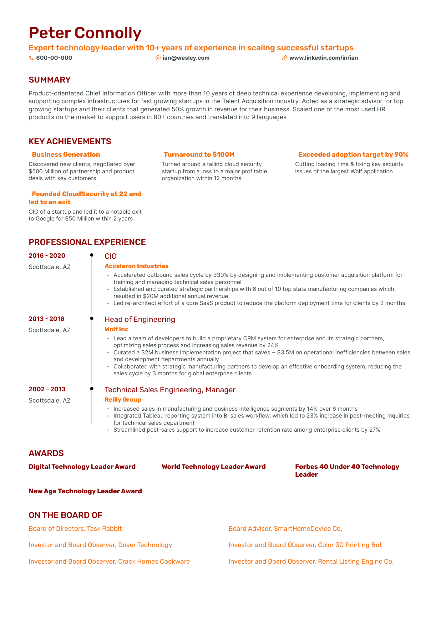 5 Chief Information Officer (CIO) Resume Examples & Guide for 2023