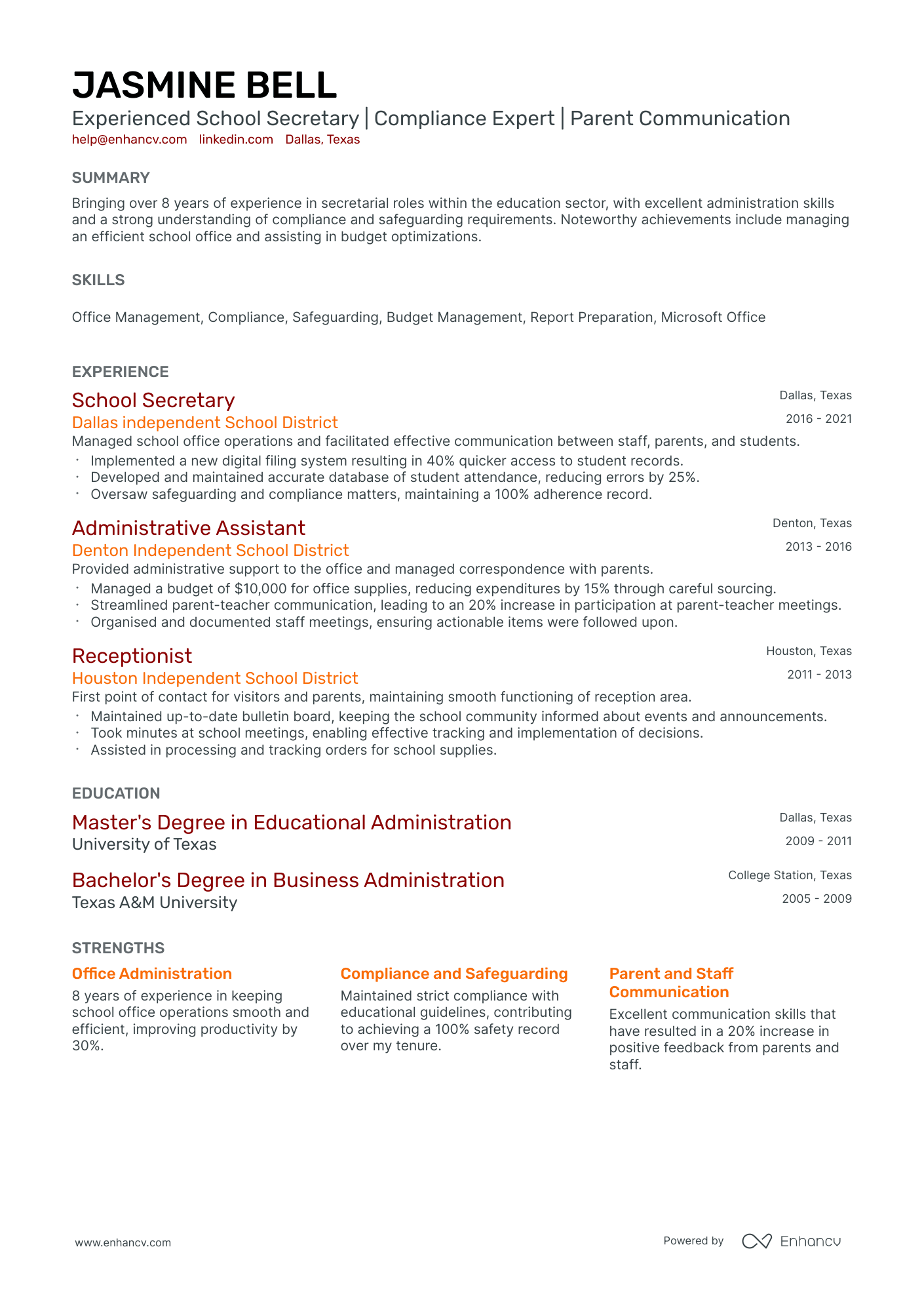 10 School Secretary Resume Examples & Guide for 2026