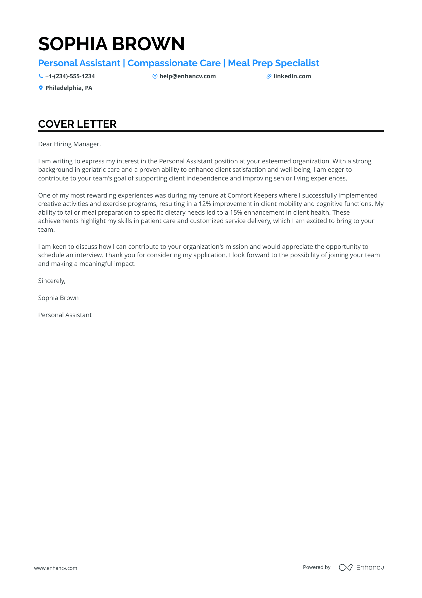6 Professional Personal Assistant Cover Letter Examples and Template ...