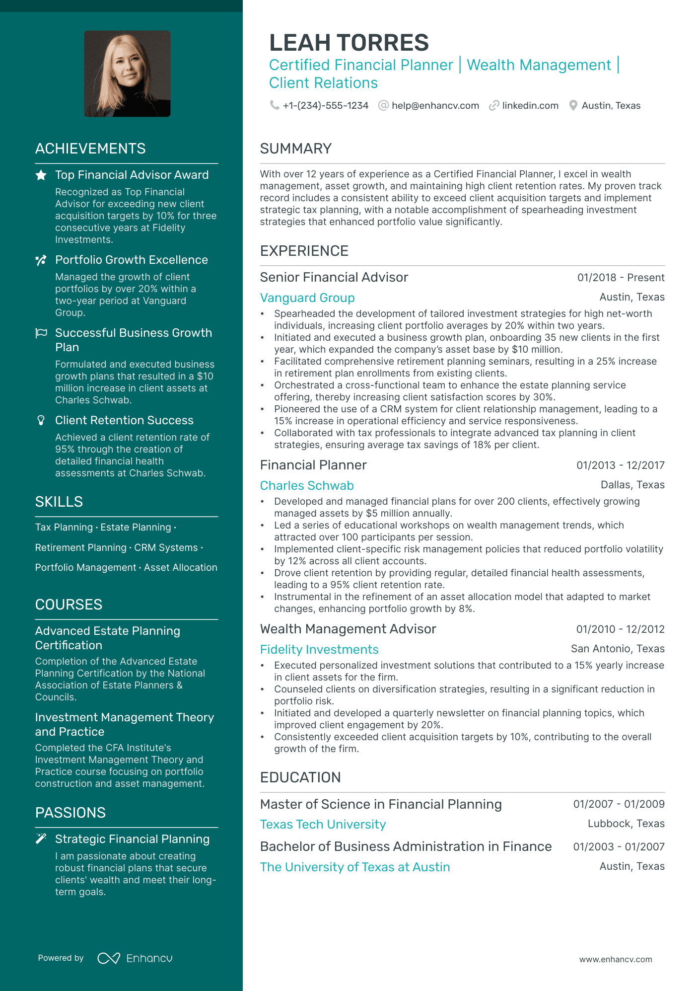 5 Certified Financial Planner Resume Examples & Guide for 2024