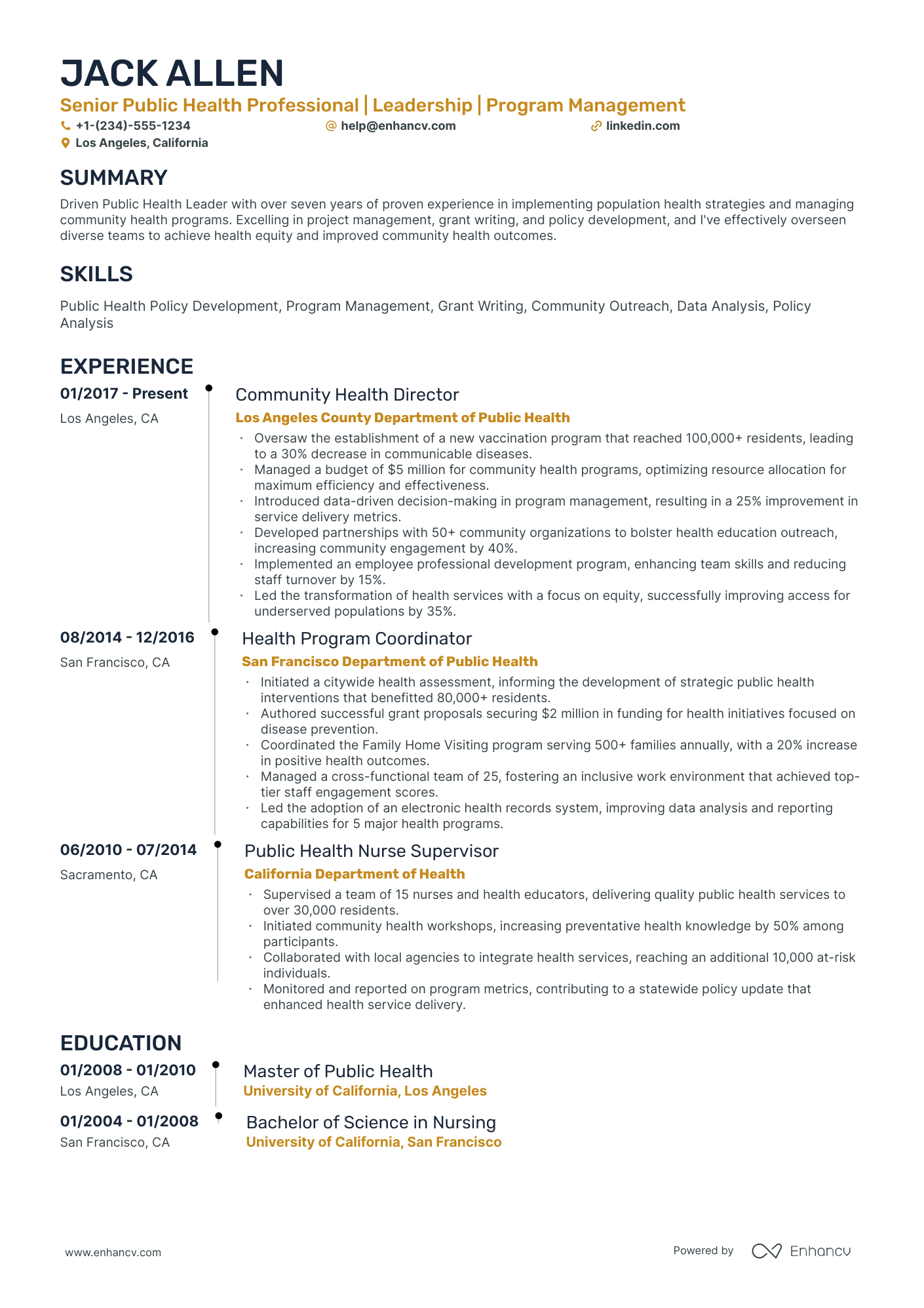 10 Public Health Program Manager Resume Examples & Guide for 2026